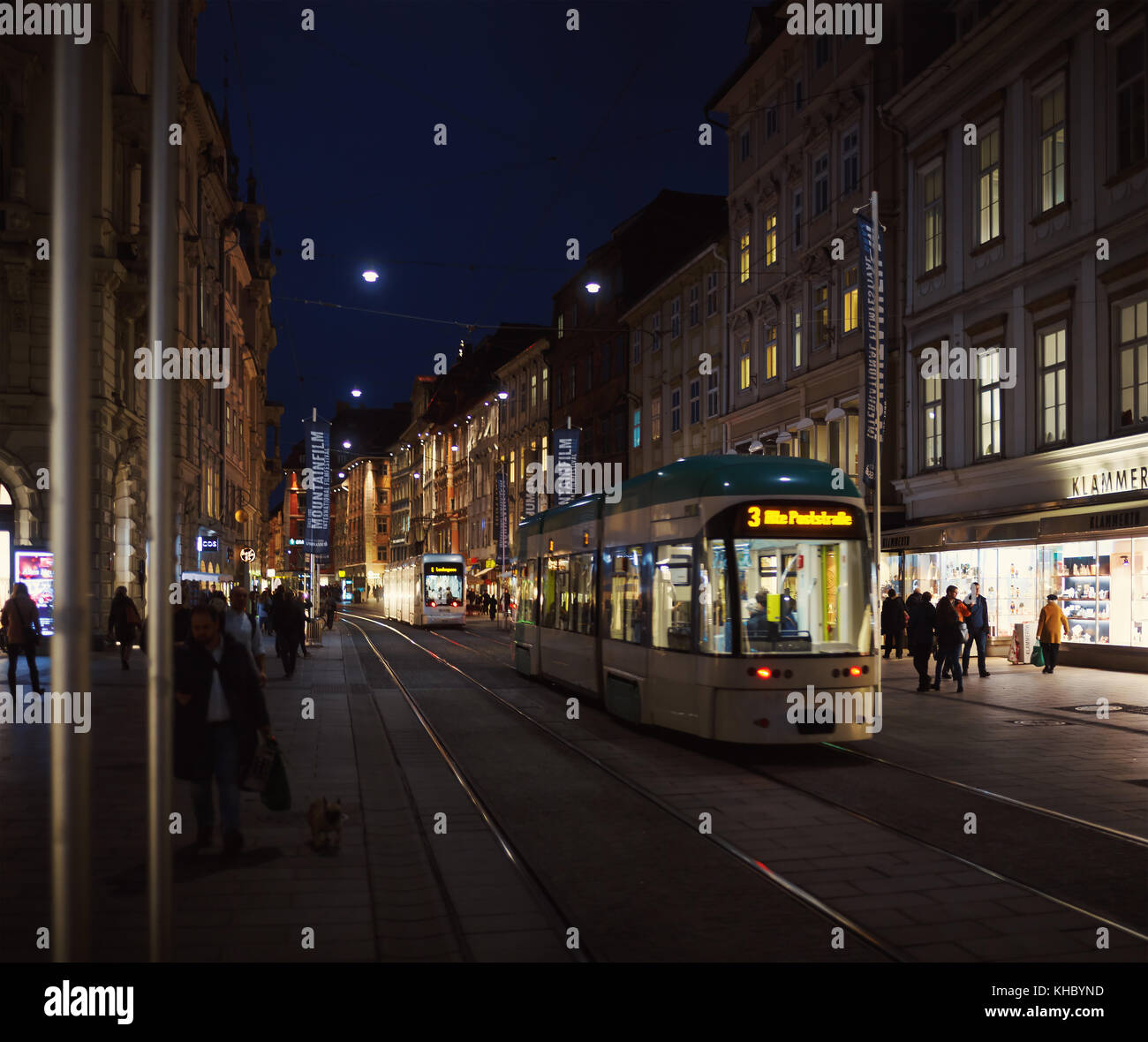 Graz, Austria - November 09, 2017: Street of Graz, architectural and ...
