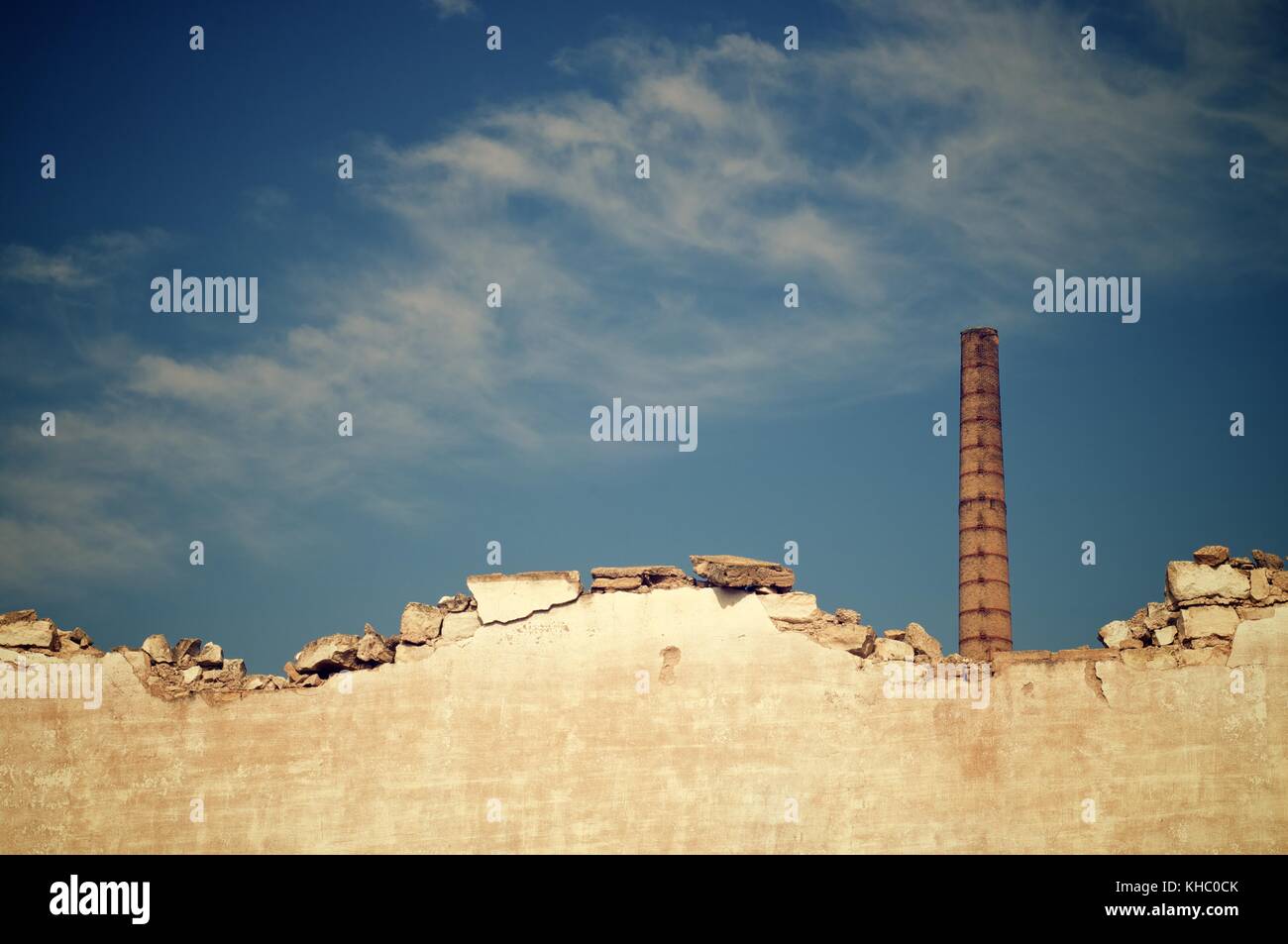Brick smokestack in an old abandoned factory, Spain Stock Photo - Alamy