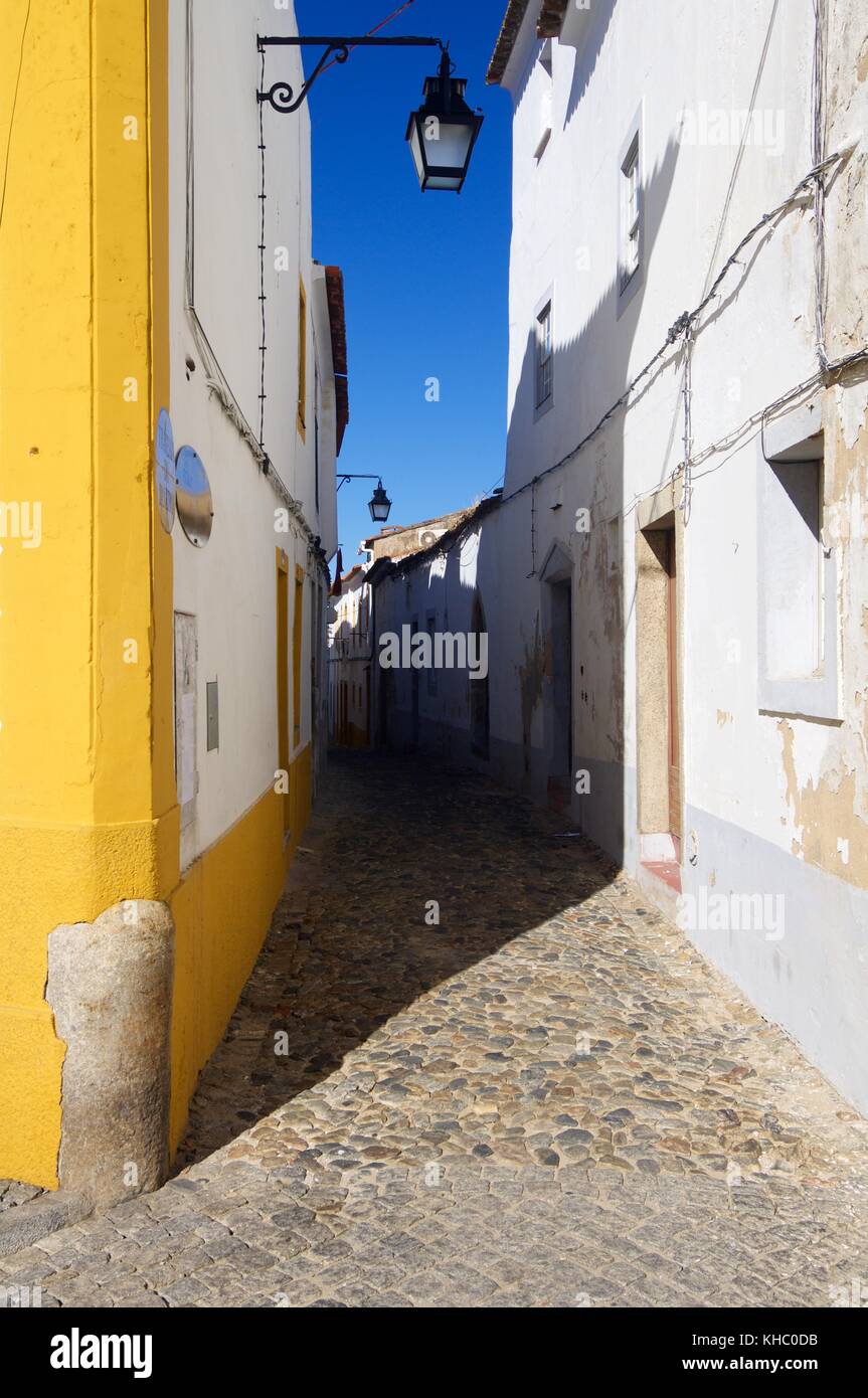 typical street in the city of Evora, Portugal Stock Photo - Alamy