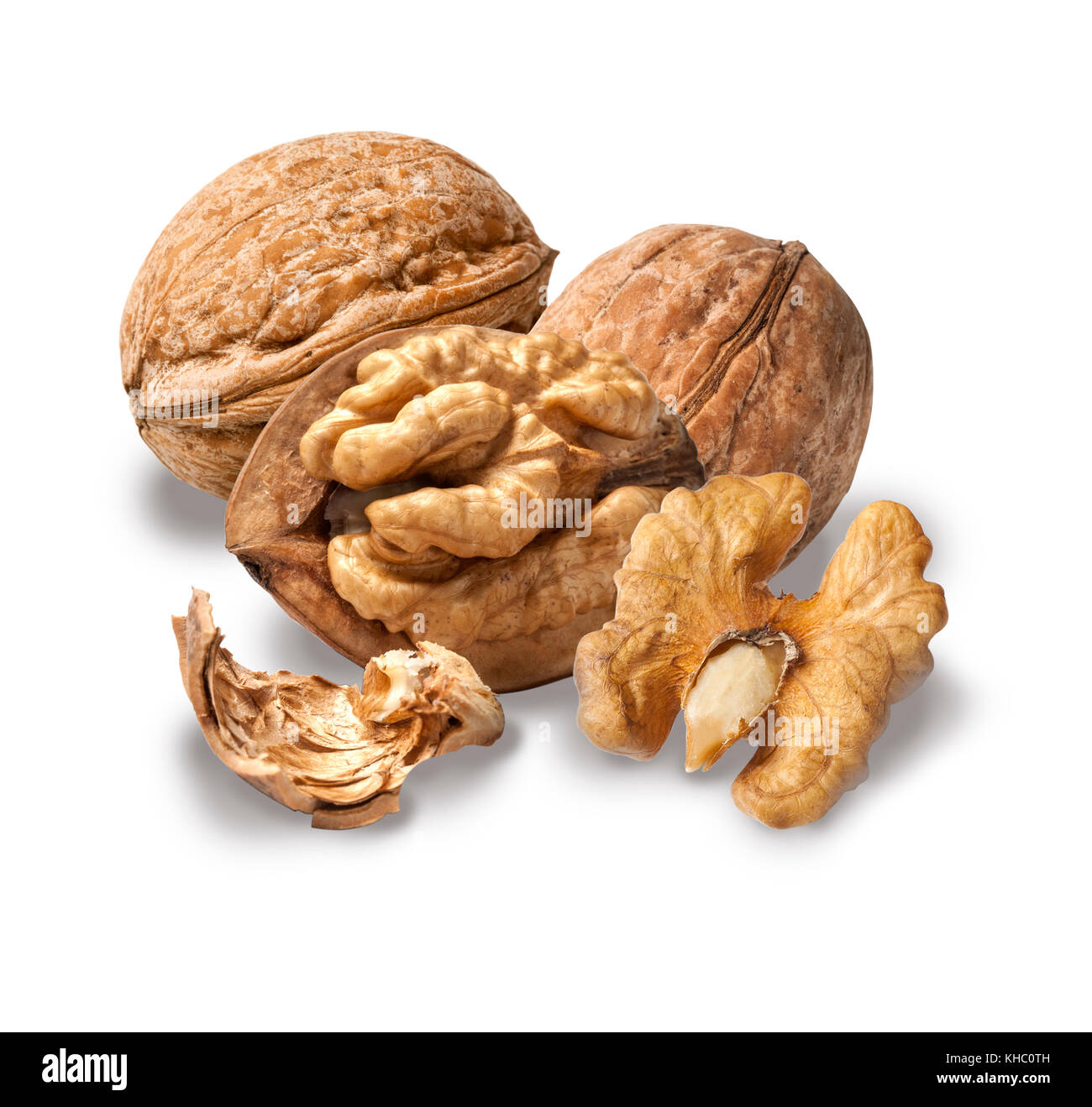 Dried walnuts isolated on white background Stock Photo - Alamy