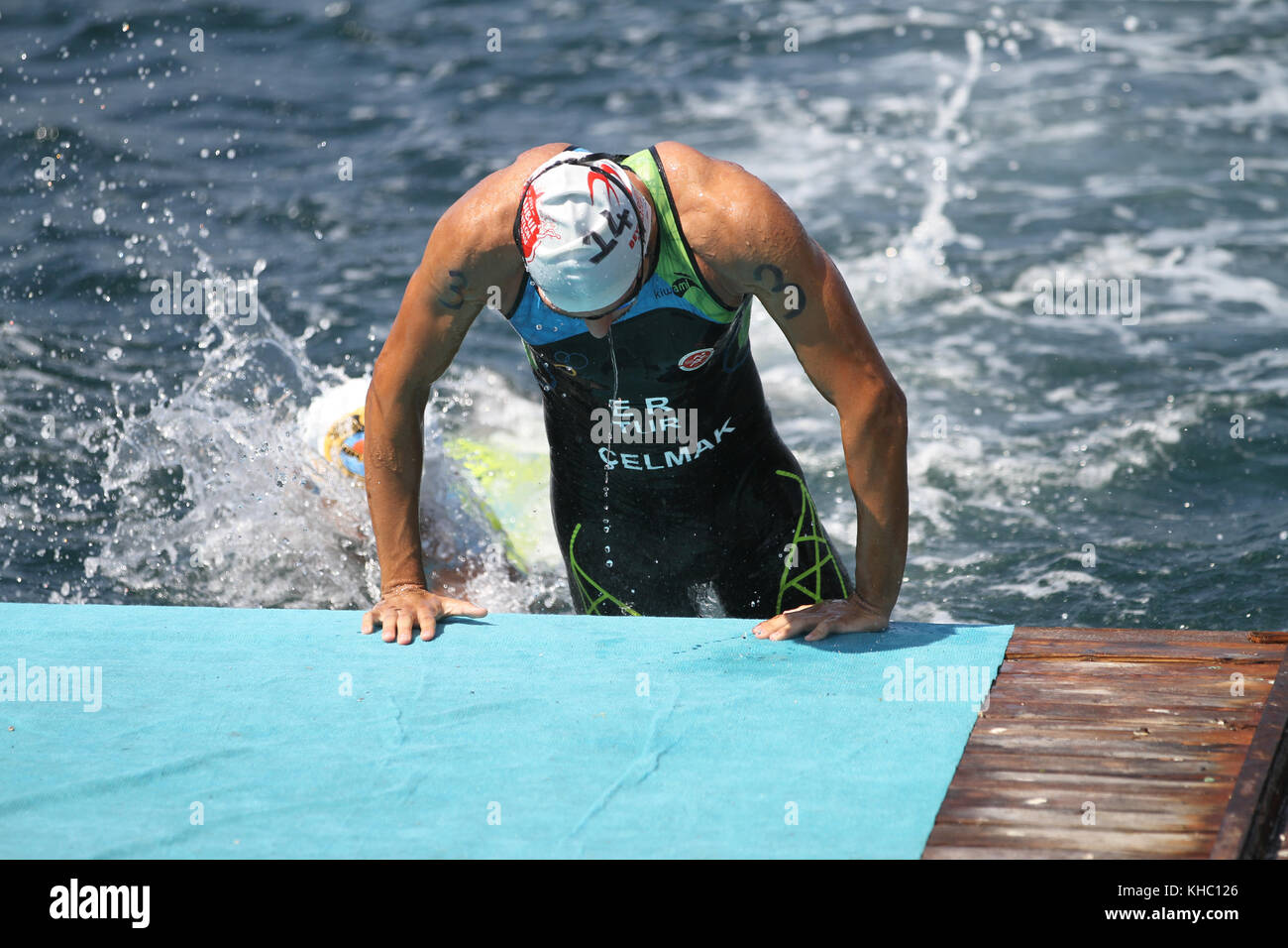 ISTANBUL, TURKEY - AUGUST 13, 2017: Athletes competing in swimming ...
