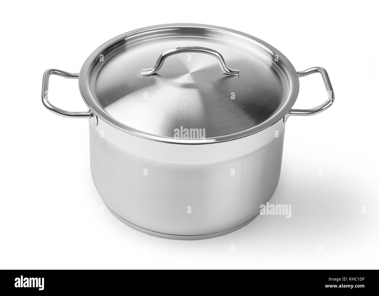 one professional metal pot cooker for boiling isolated with clipping ...