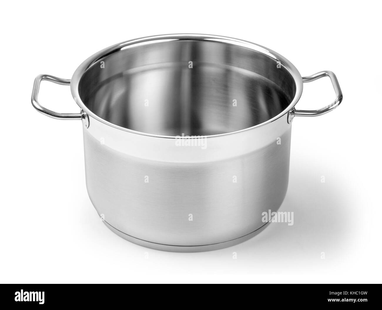 Stainless steel pot without cover. Isolated on white background with ...