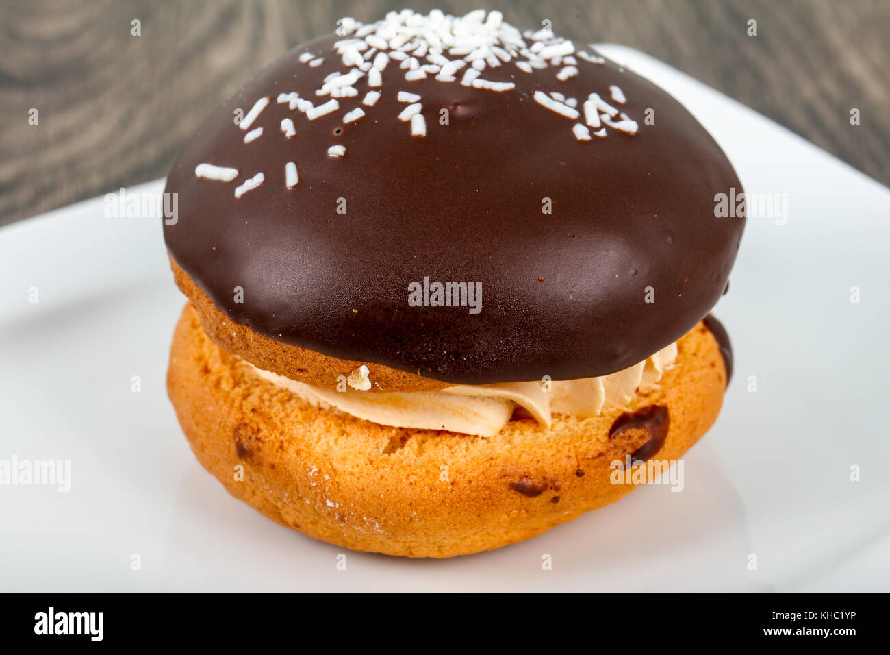 Bouchee cake with chocolate Stock Photo - Alamy