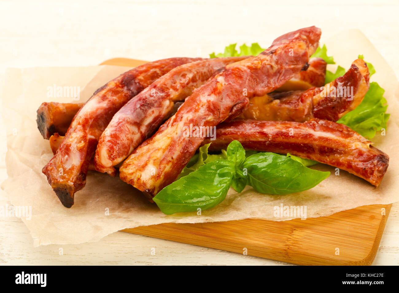 Smoked pork ribs snack Stock Photo - Alamy