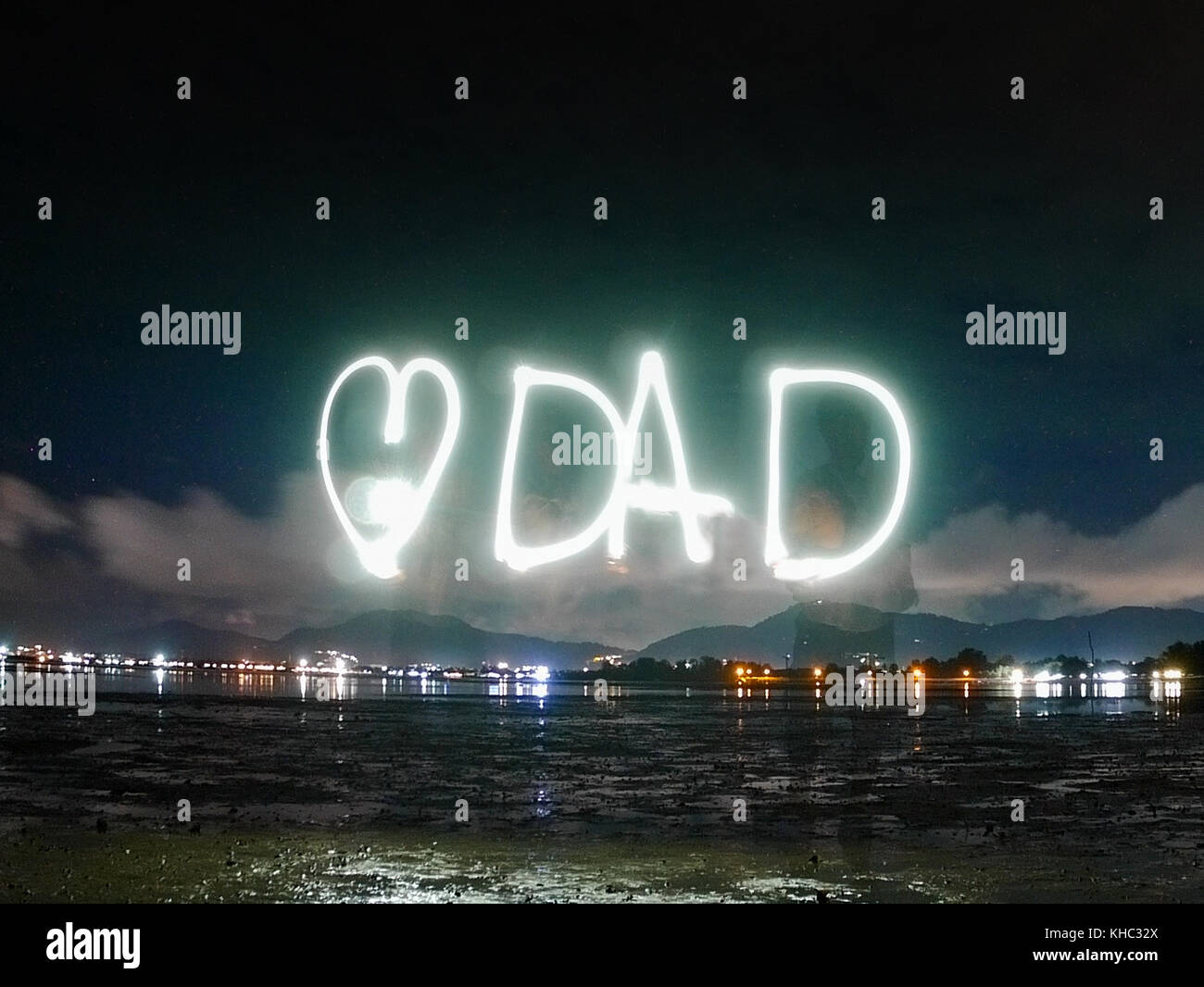 love dad text word for father 's day , made from sparkle light paining ...