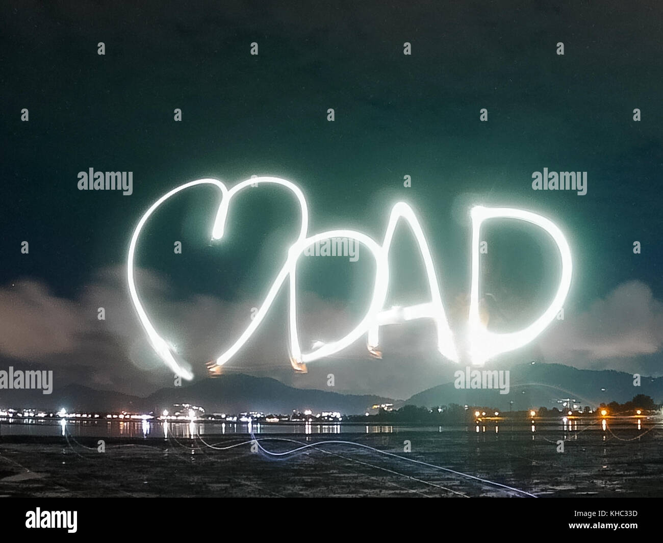 love dad text word for father 's day , made from sparkle light paining ...