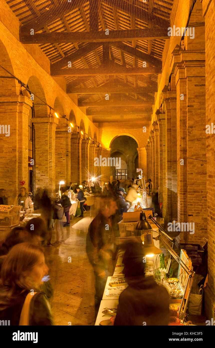 View of busy life in a Christmas market Stock Photo - Alamy