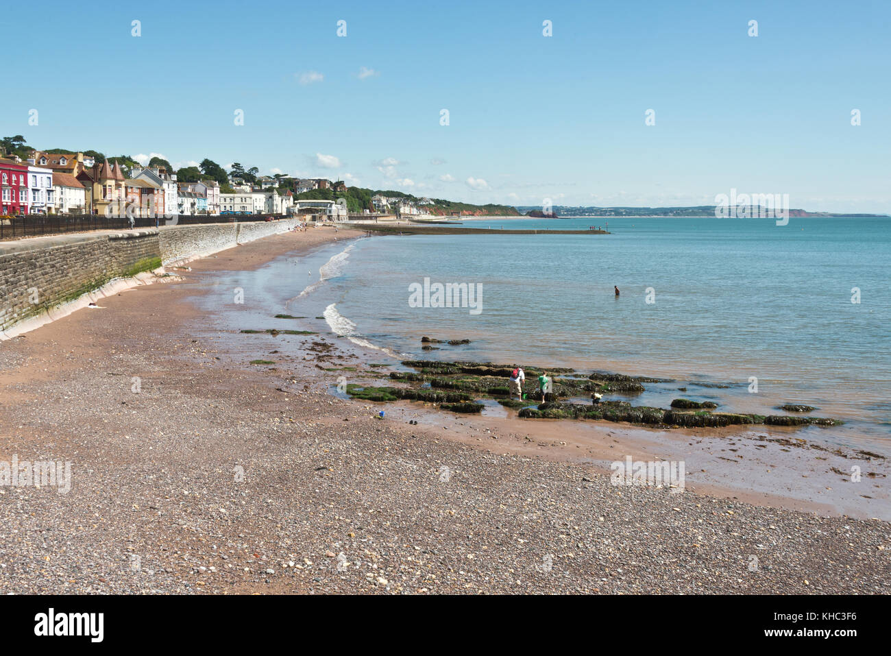 a view looking eastward along the seafront at Dawlish in Devon on a ...