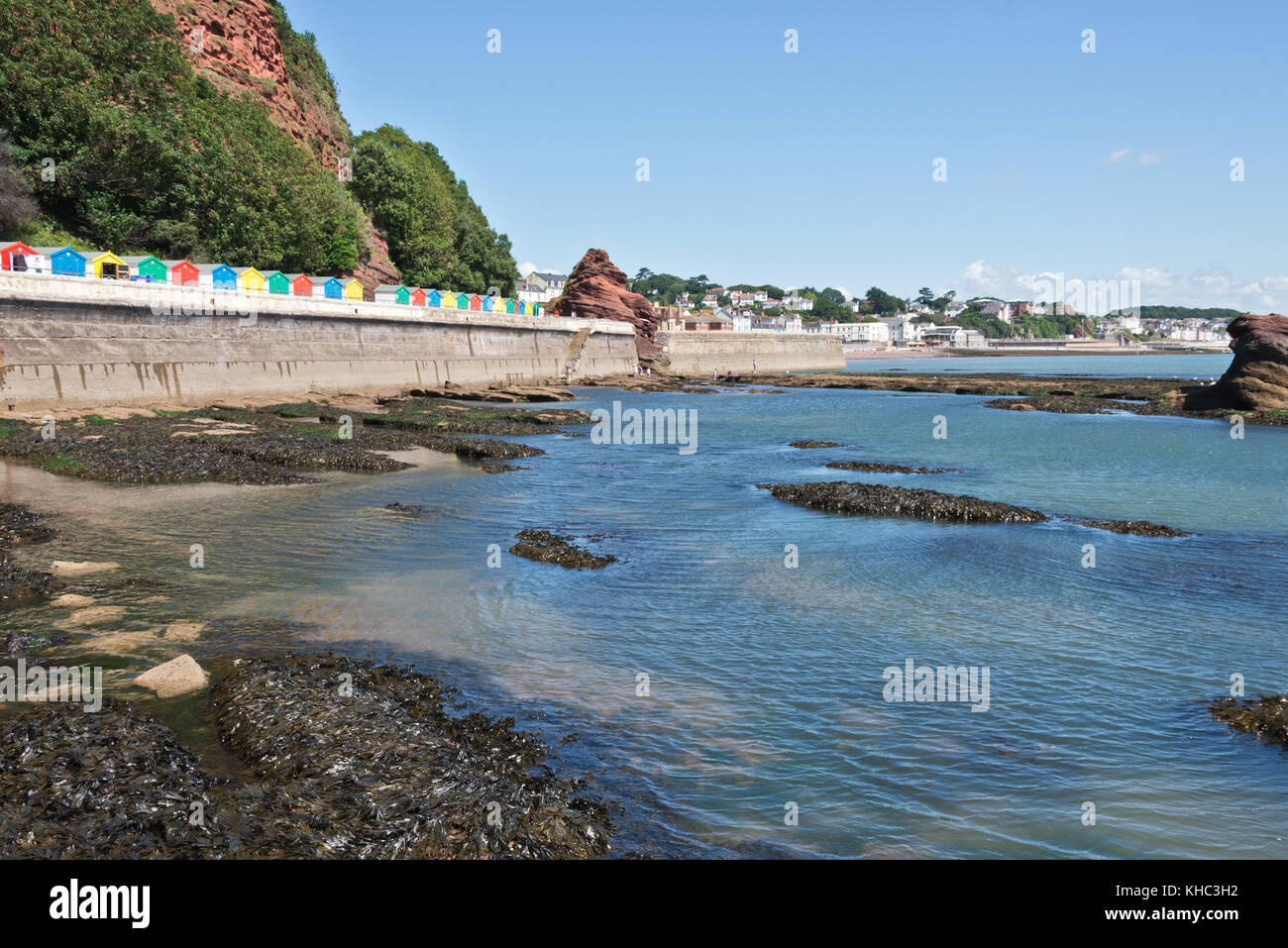 a view looking eastward along the seafront at Dawlish in Devon on a ...