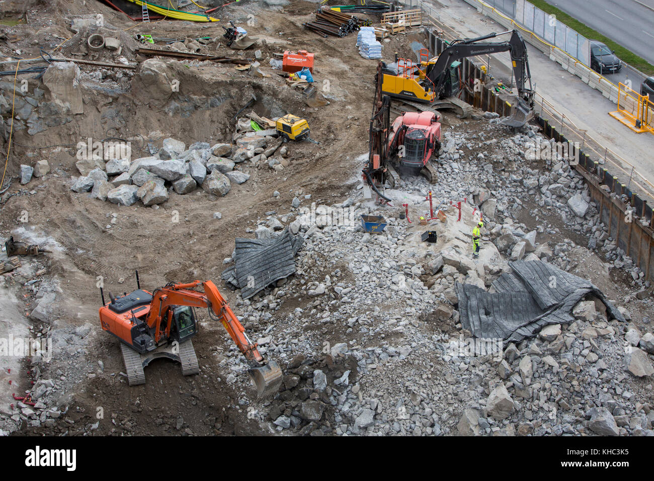 The work is currently under way to a new residential building, Solna ...