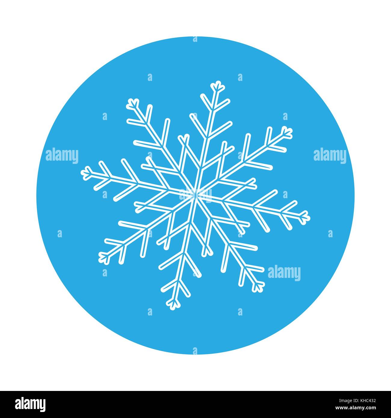 Simple vector white snowflake on blue circle. Winter illustration of ...