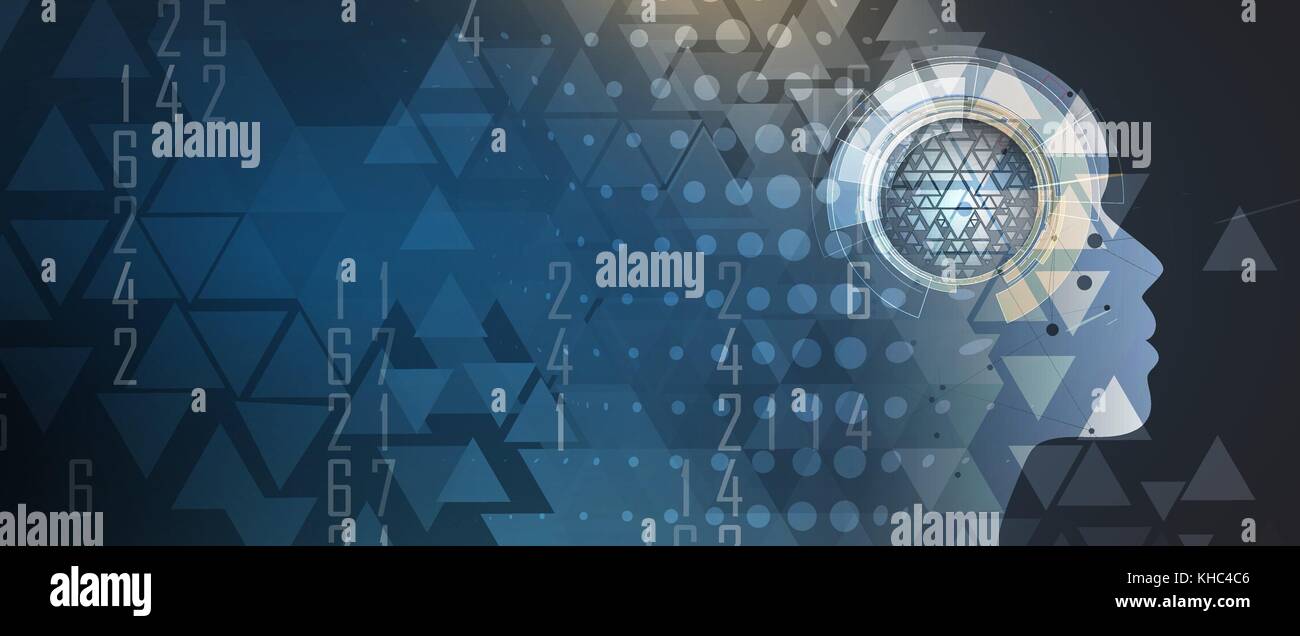 Abstract Artificial intelligence. Technology web background. Virtual ...