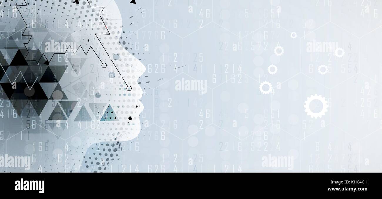 Abstract Artificial intelligence. Technology web background. Virtual ...
