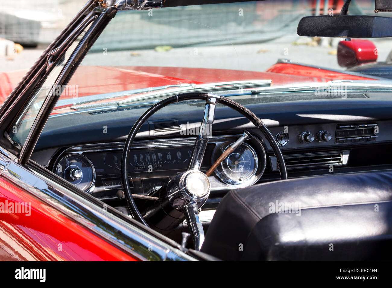 Interior of a classic convertible retro car Stock Photo - Alamy