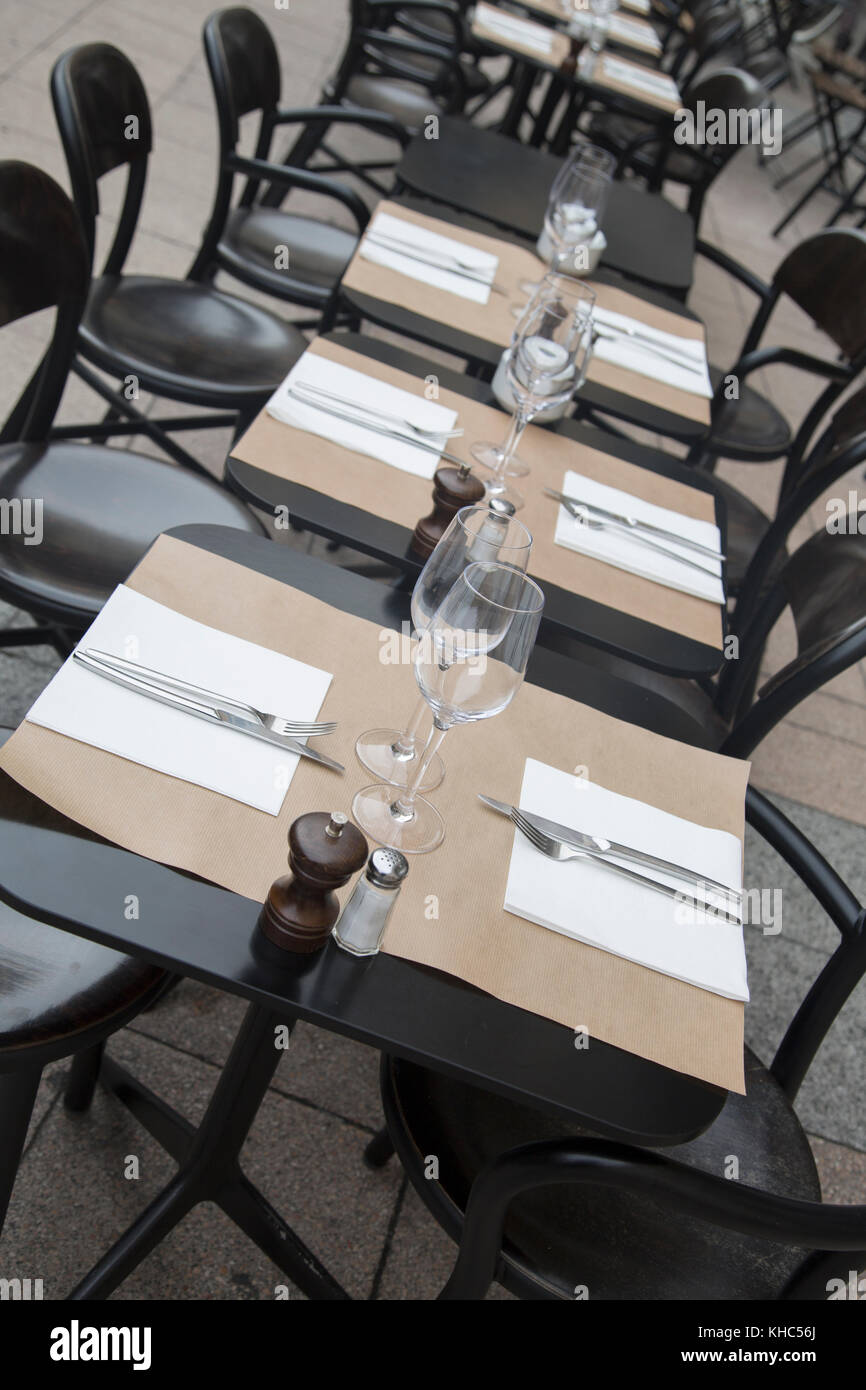 Background of Cafe Tables and Chairs Stock Photo - Alamy