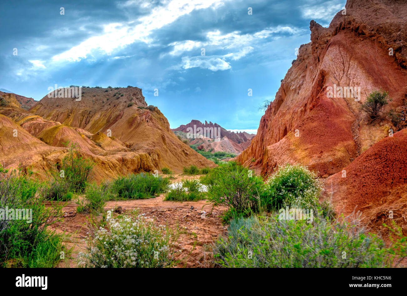 Colorful rock formations in Skazka aka Fairy tale canyon, Kyrgyzstan ...