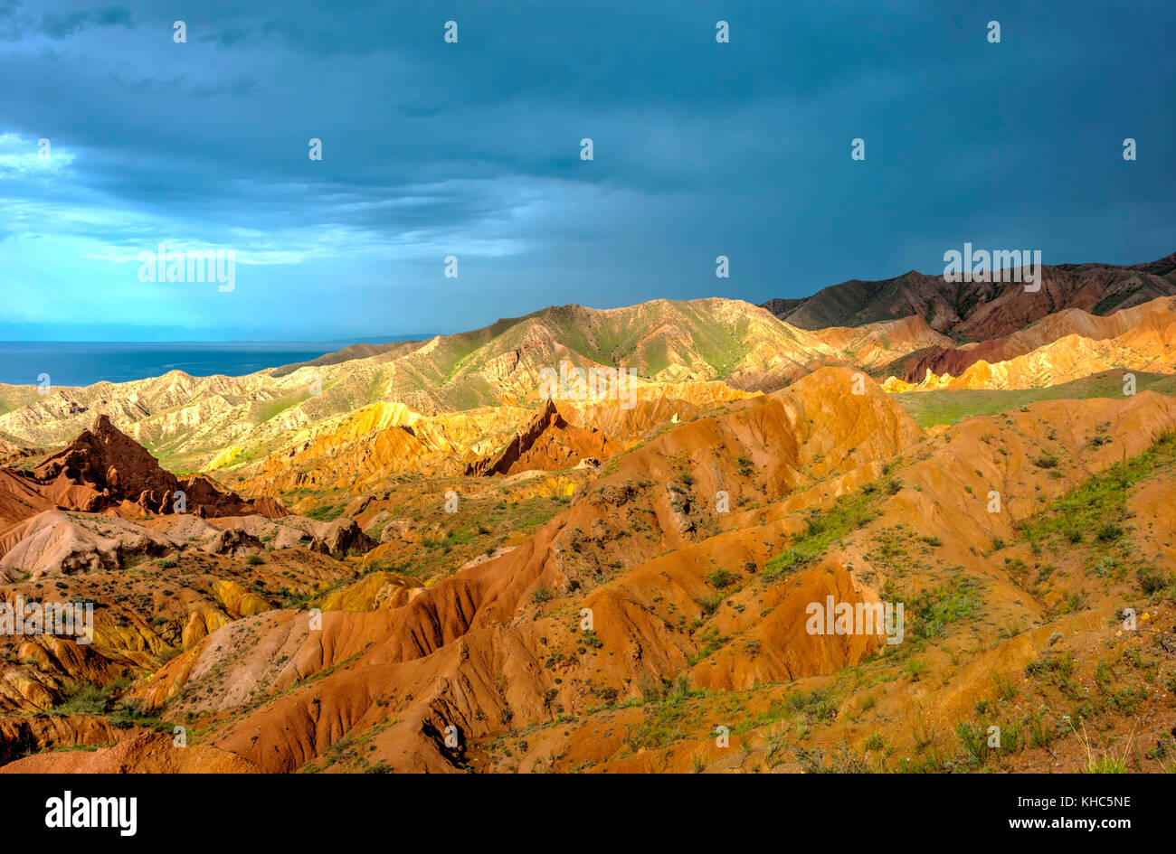 Colorful rock formations in Skazka aka Fairy tale canyon, Kyrgyzstan ...