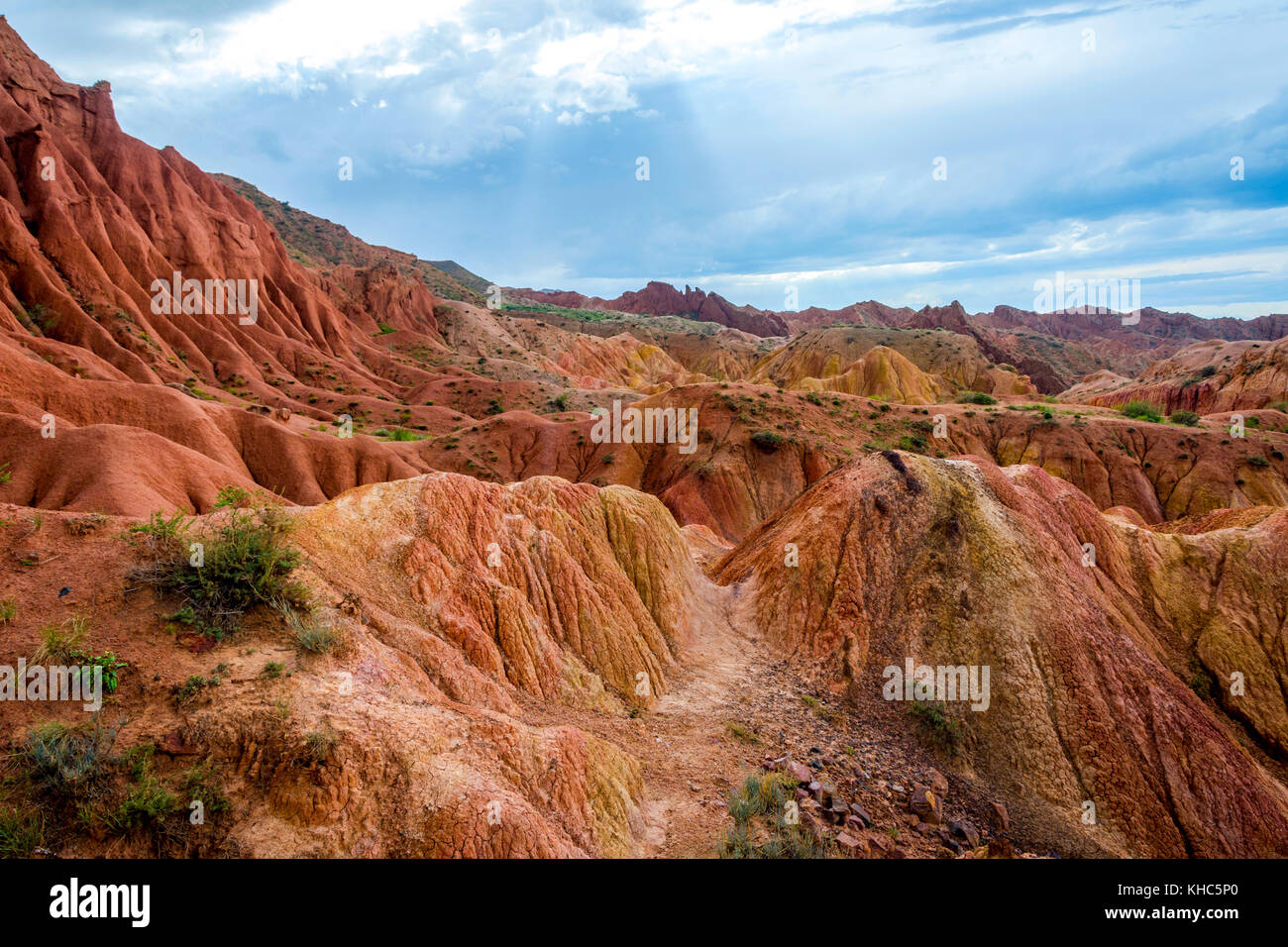 Colorful rock formations in Skazka aka Fairy tale canyon, Kyrgyzstan ...
