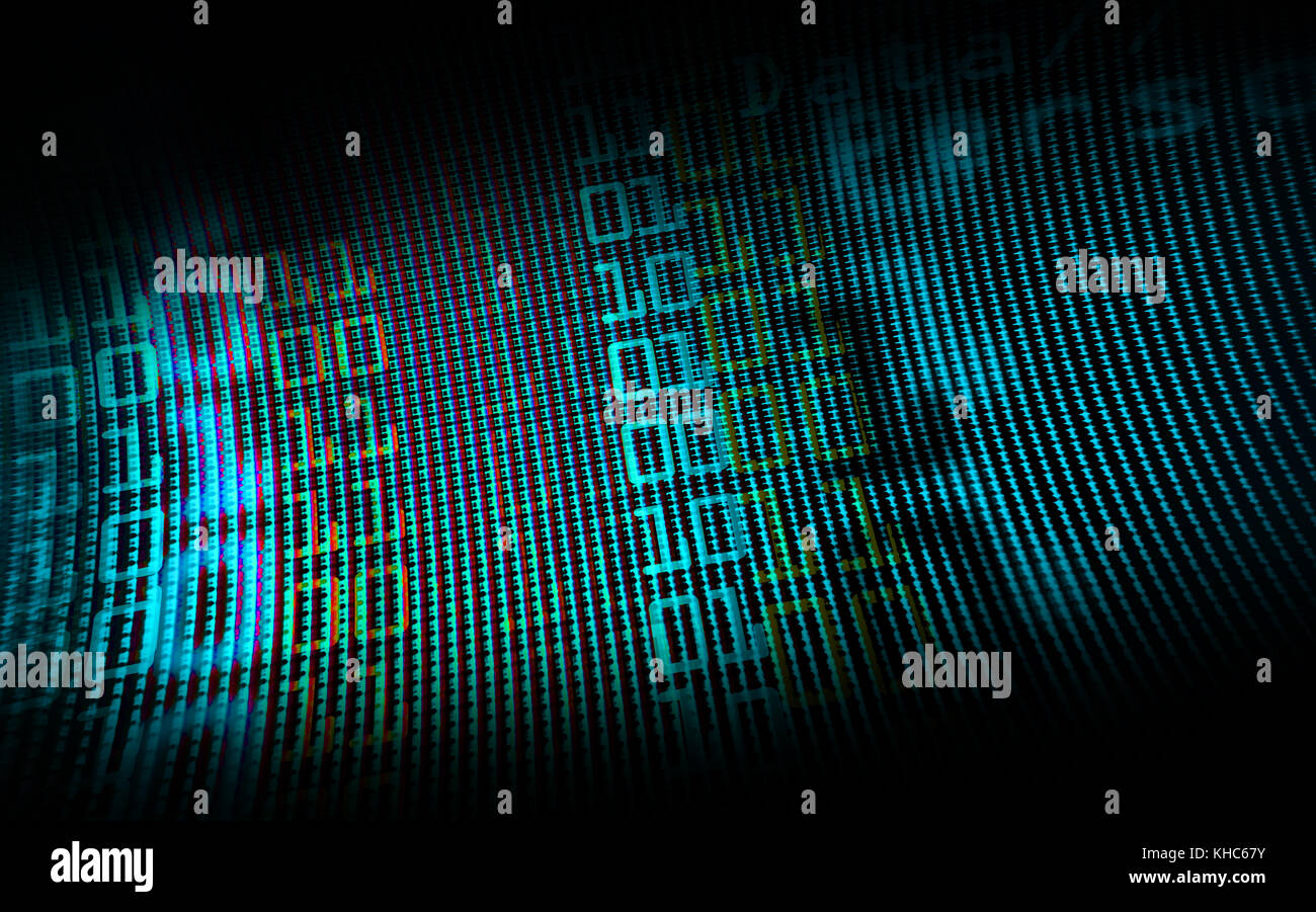 Digital binary data on computer monitor screen. Close-up with small depth resolution Stock Photo ...