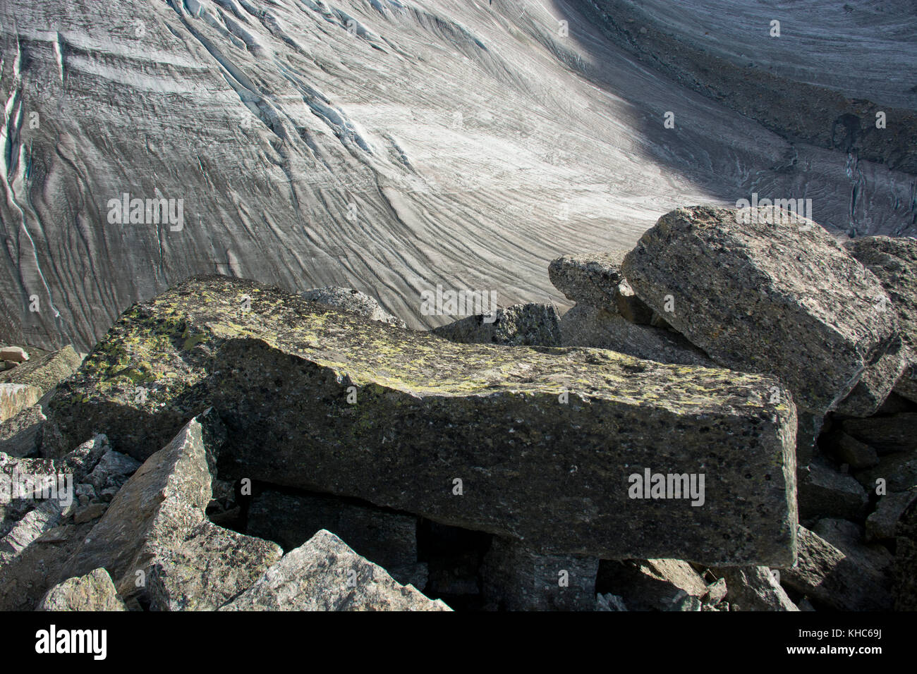 rocks in front of glacier *** Local Caption *** switzerland, valais ...