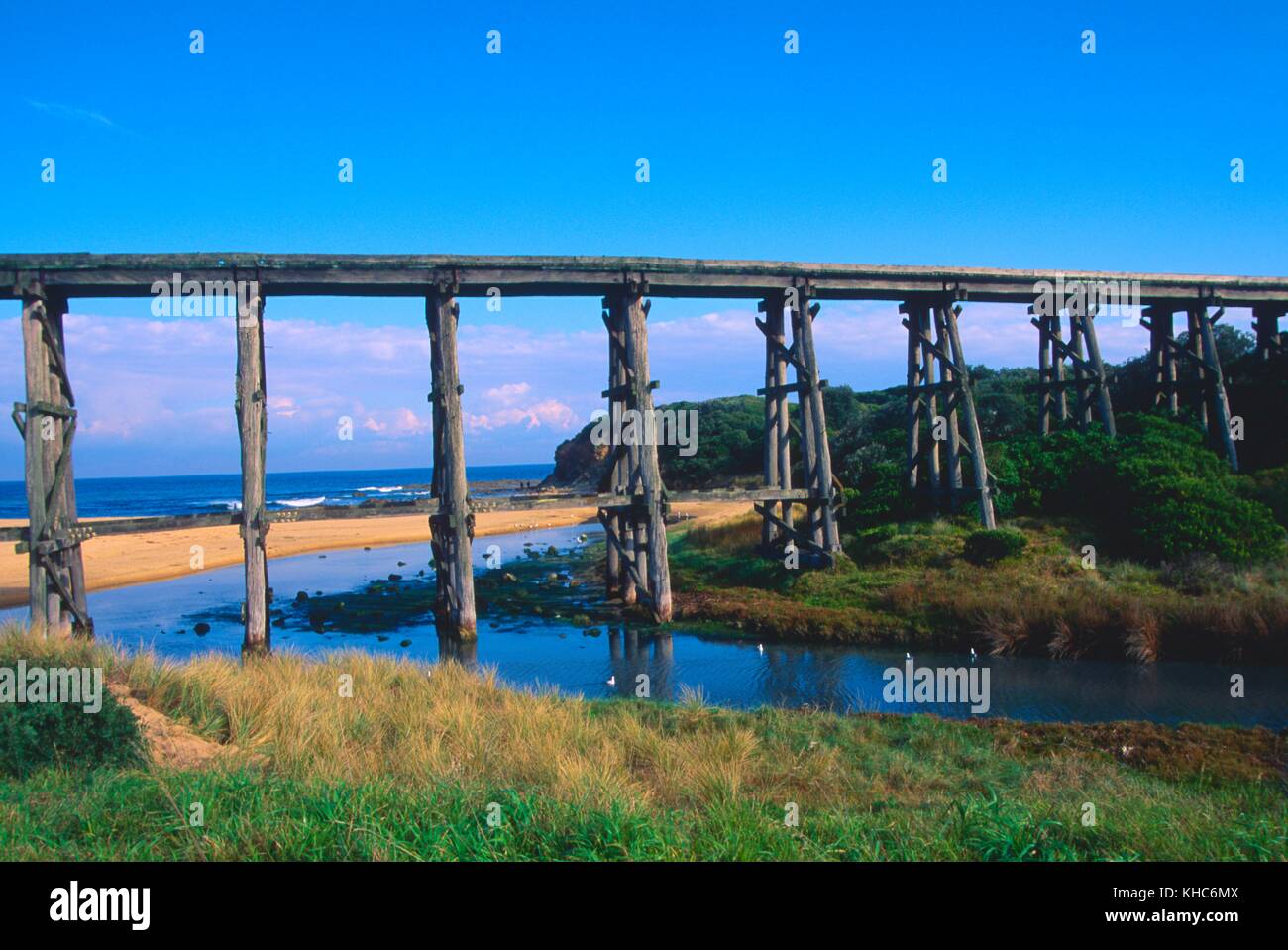 Railway Bridge Old Bass Strait Bourne Creek Kilcunde Southern Ocean Victoria Australia