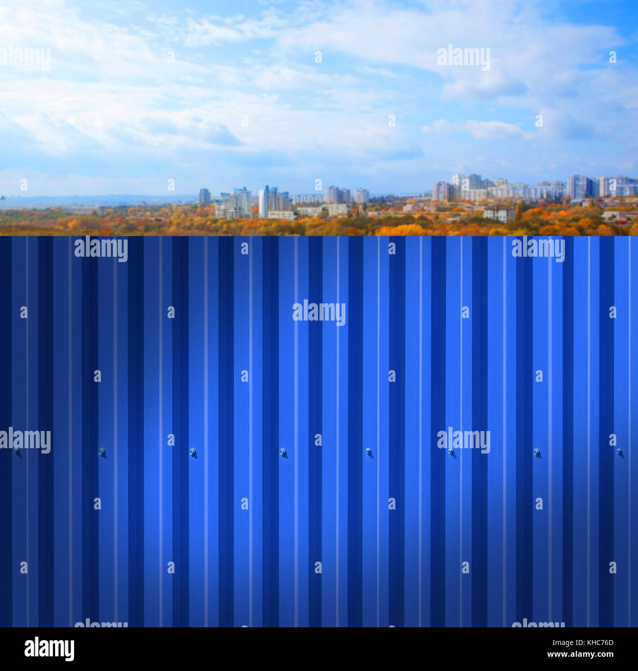Blue corrugated iron fence hi-res stock photography and images - Alamy