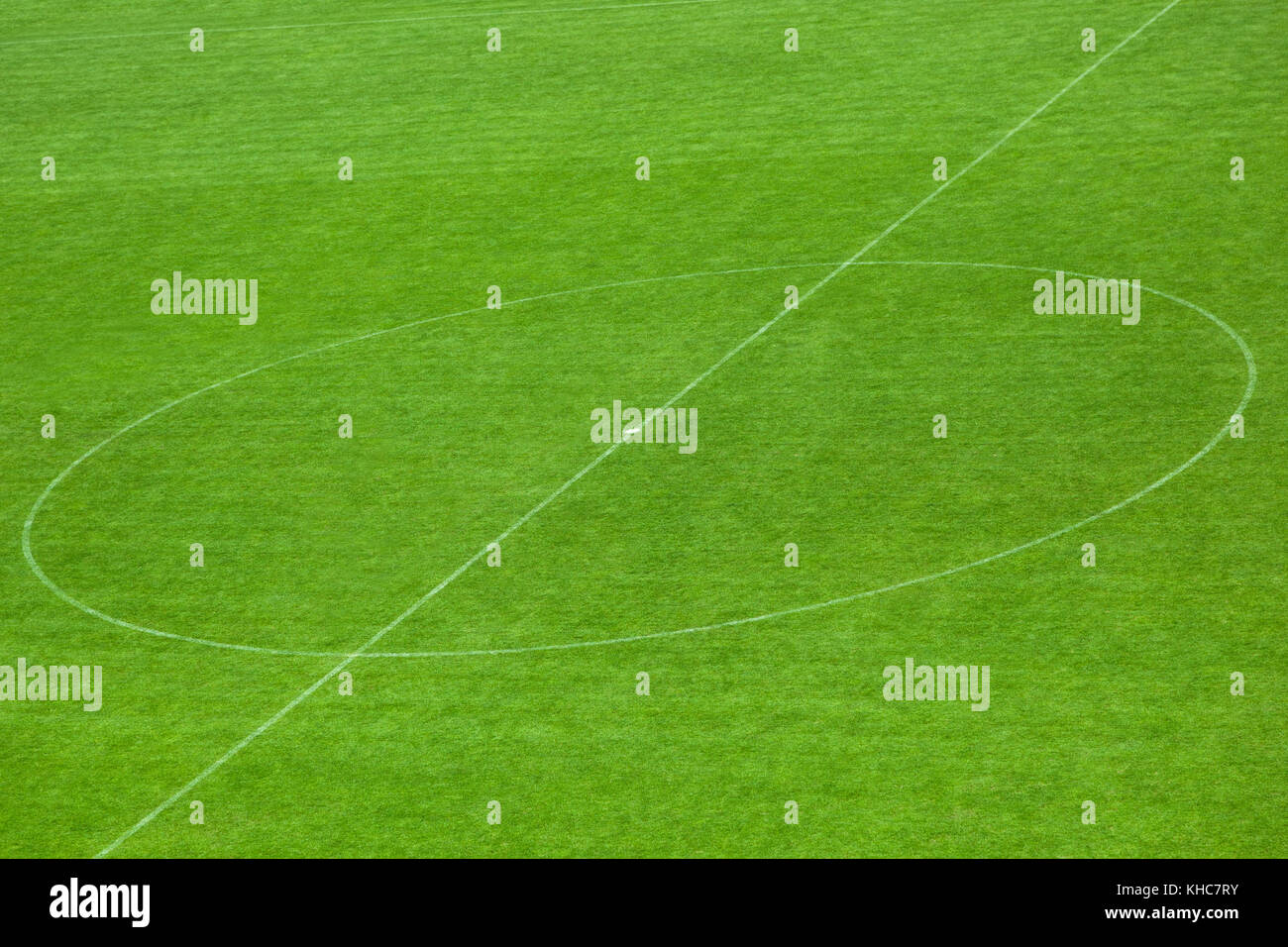 Soccer field center and ball top view background Stock Photo - Alamy