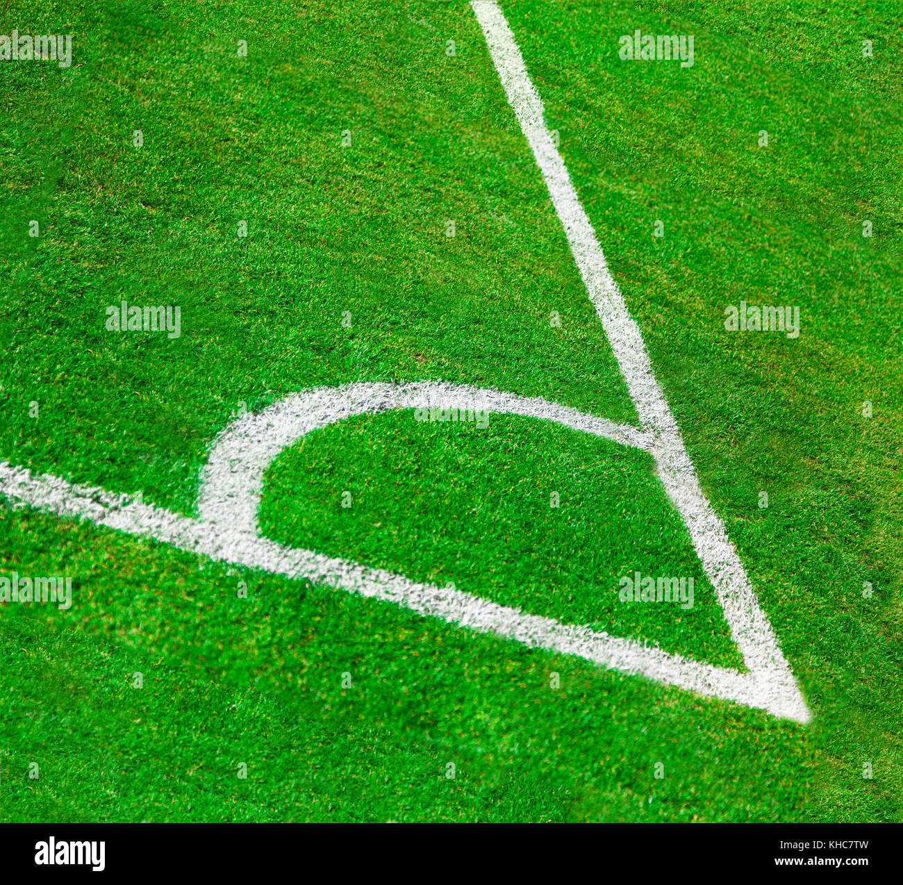 White line Corner of the artificial grass soccer field Stock Photo - Alamy