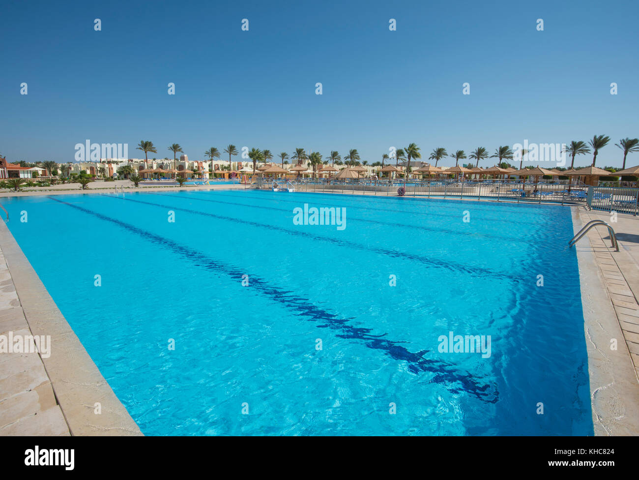 Large sports swimming pool outdoor at a luxury tropical hotel resort ...