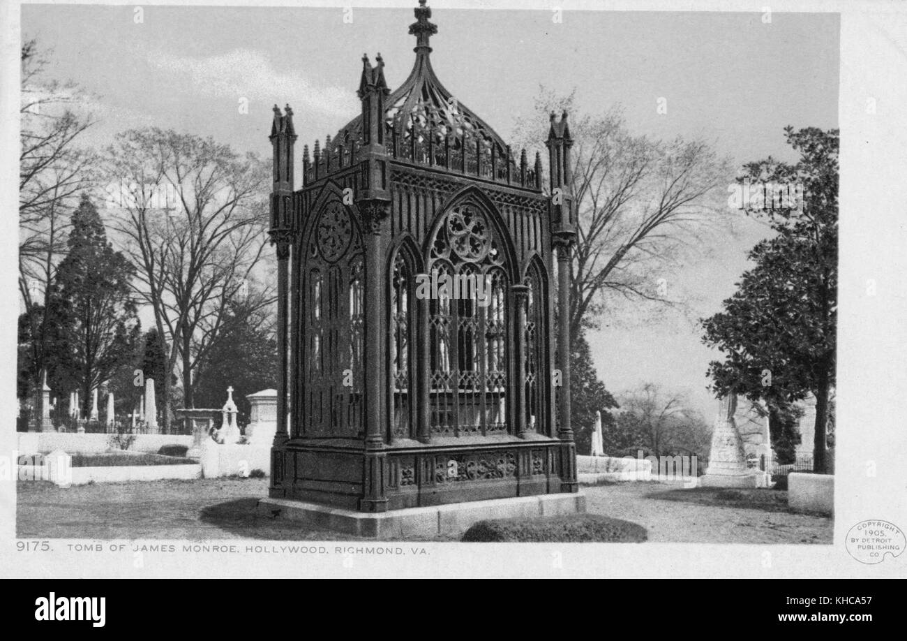 A colorized photograph of the Tomb of James Monroe, declared a National ...