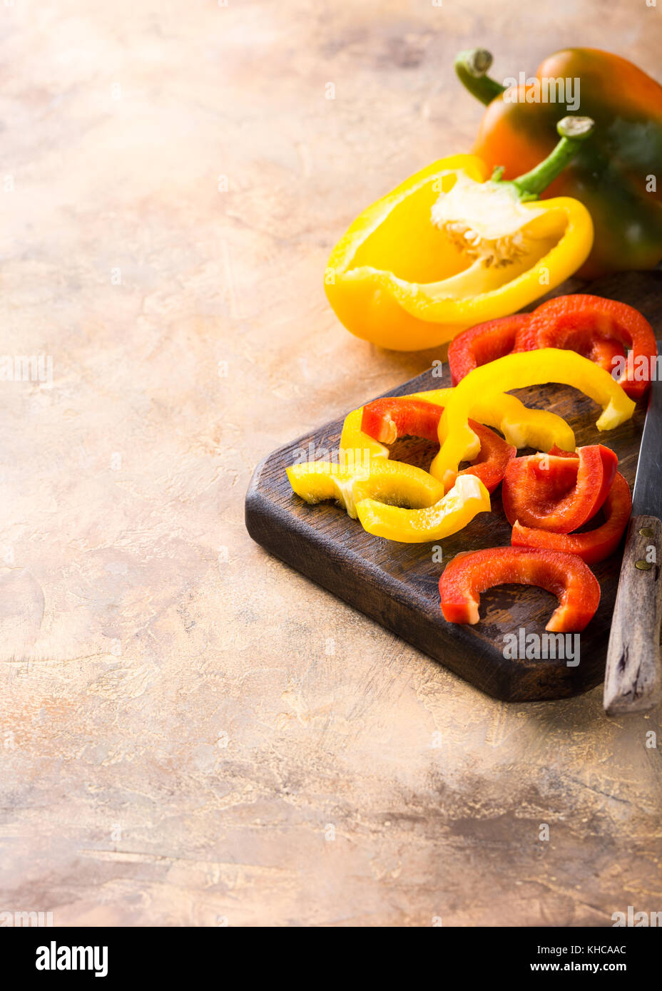 Fresh picked red, yellow and green bell pepper Stock Photo - Alamy