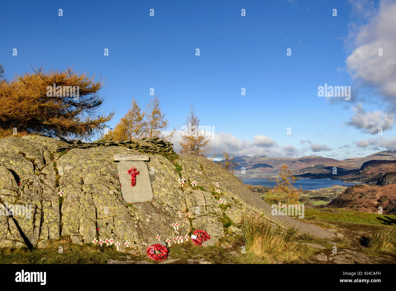 Most beautifully located war memorial on the summit of Castle Crag in ...