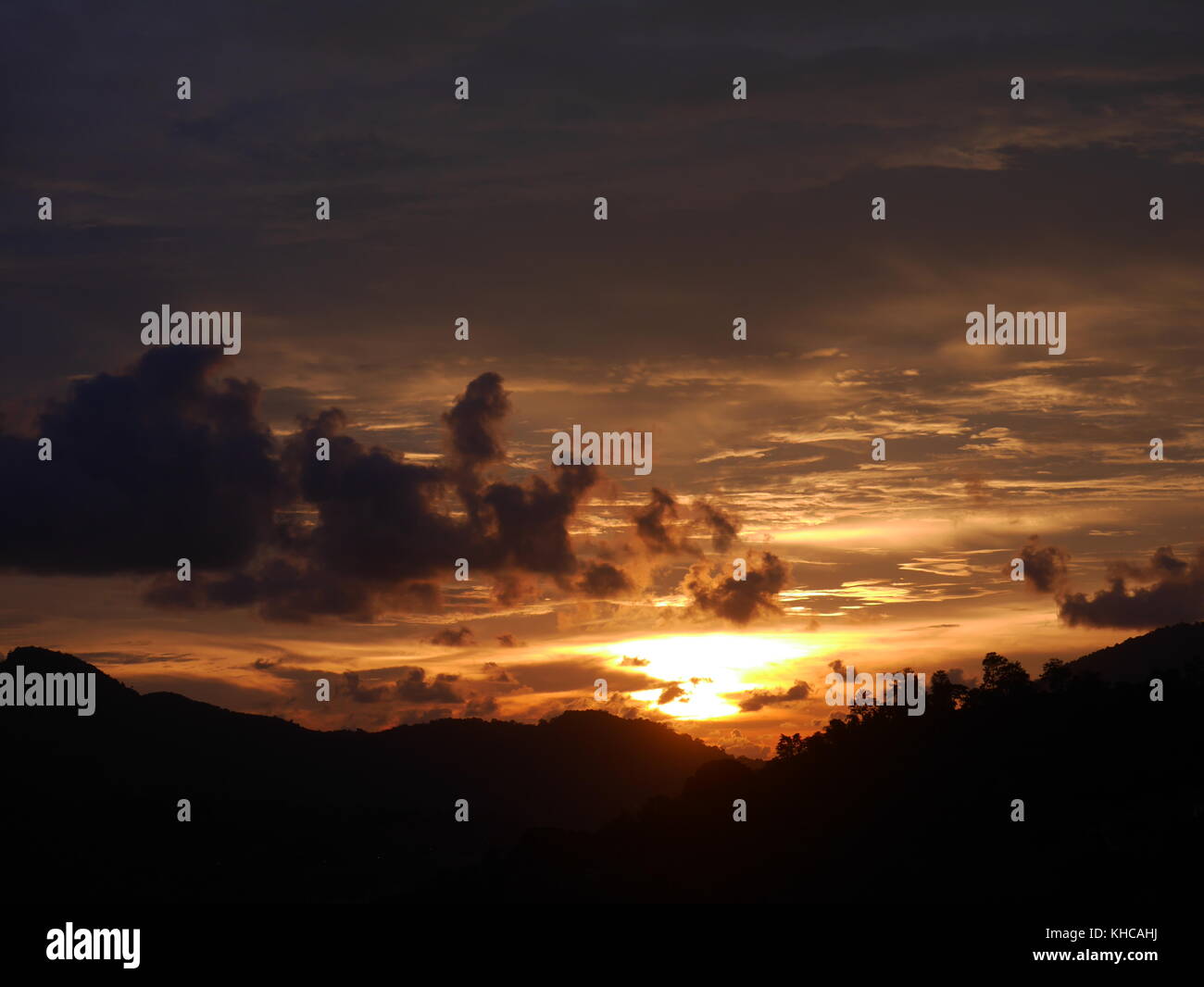 Twilight beautiful evening cloudy sky after sunset background . There ...