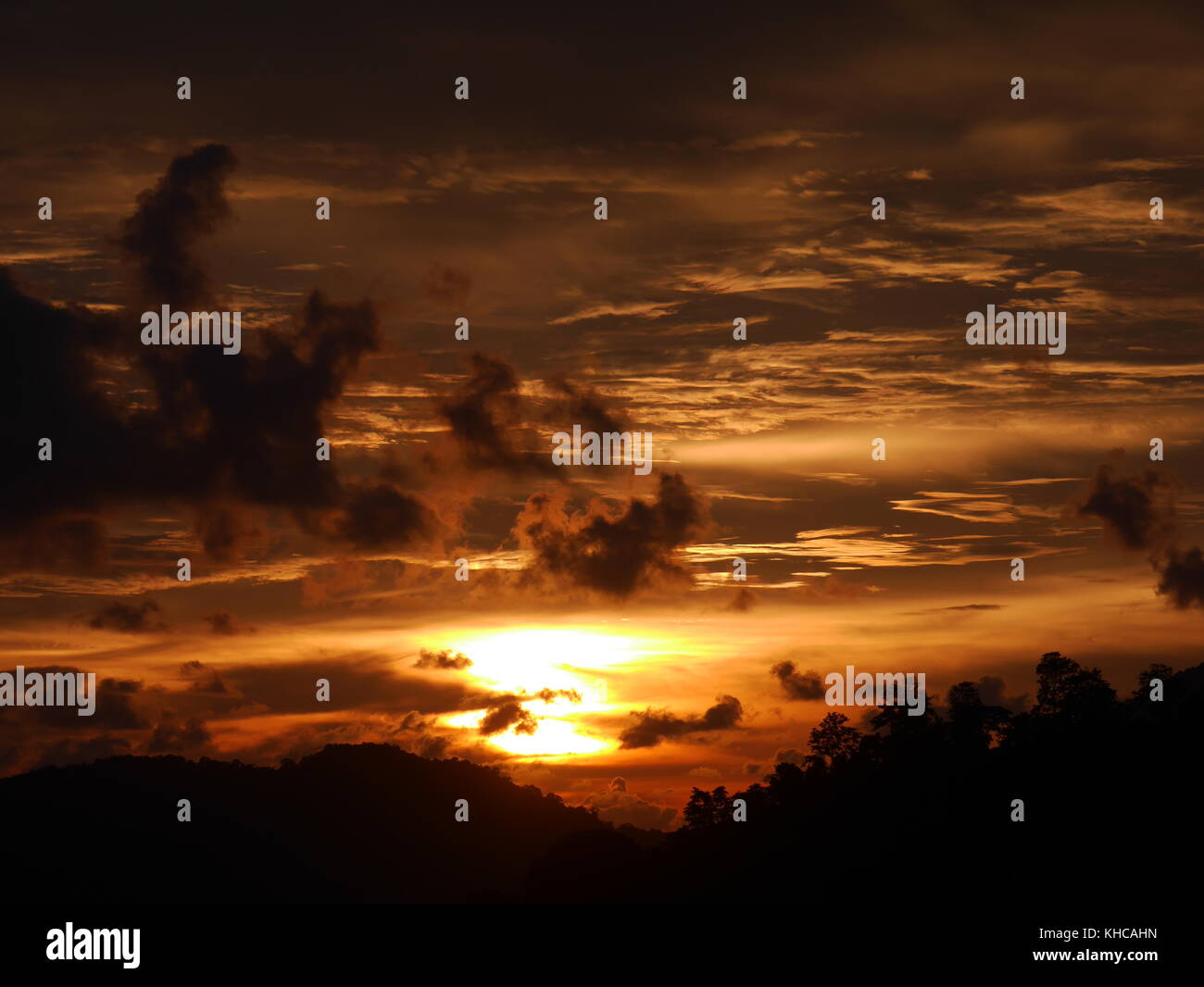 Twilight beautiful evening cloudy sky after sunset background . There ...
