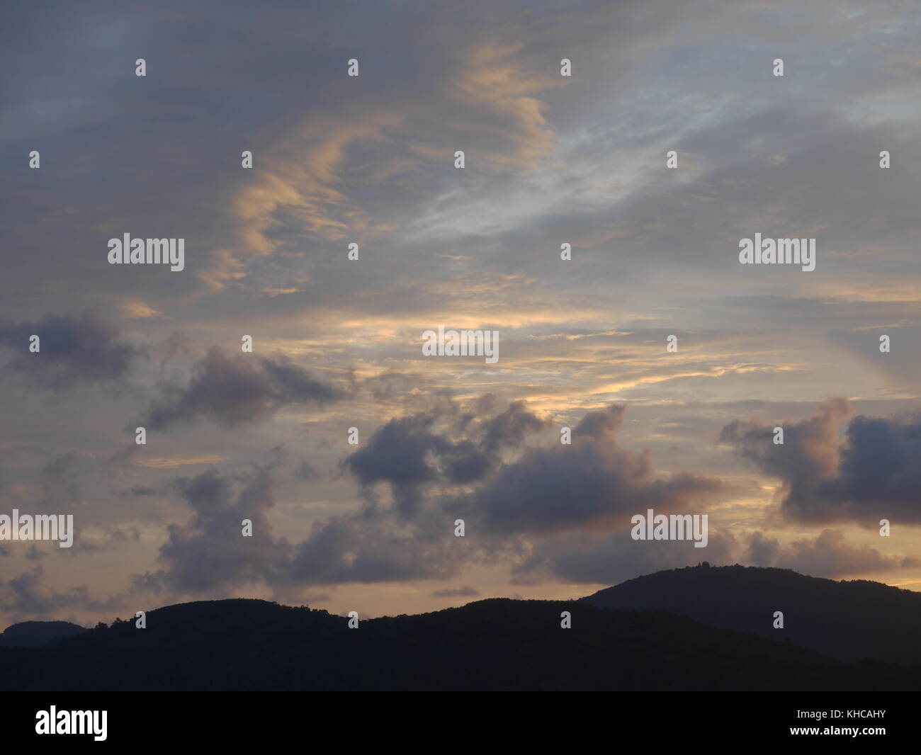 Twilight beautiful evening cloudy sky after sunset background . There ...