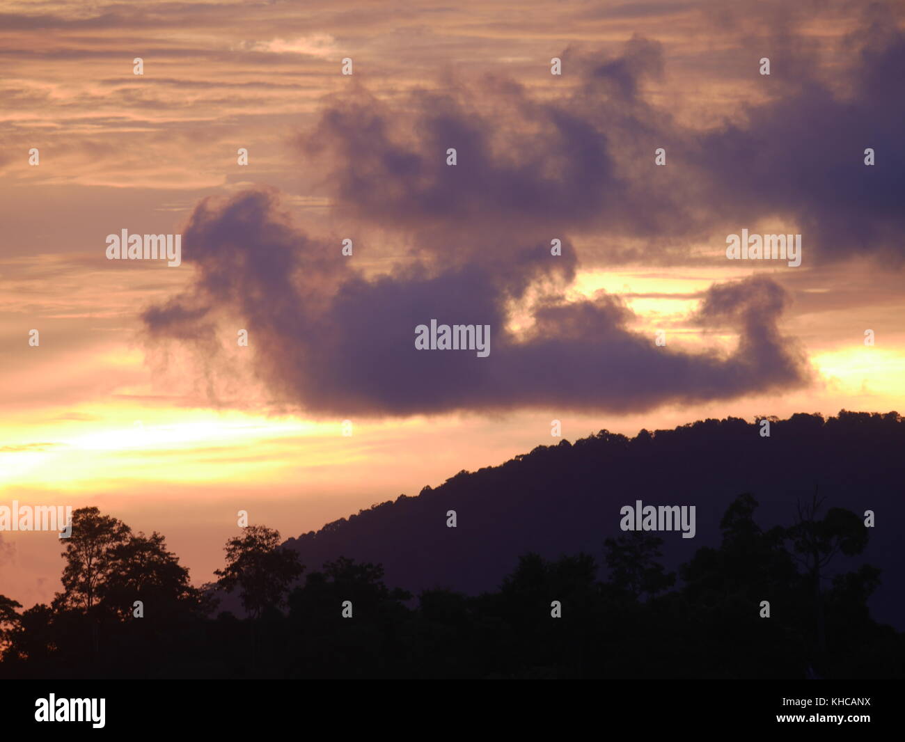 Twilight beautiful evening cloudy sky after sunset background . There ...