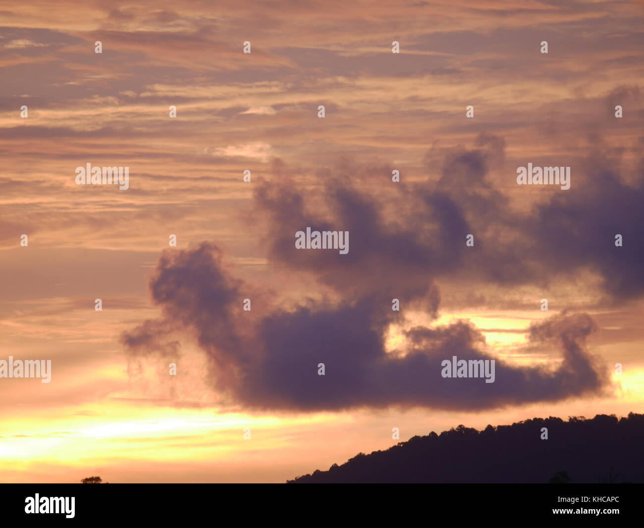 Twilight beautiful evening cloudy sky after sunset background . There ...