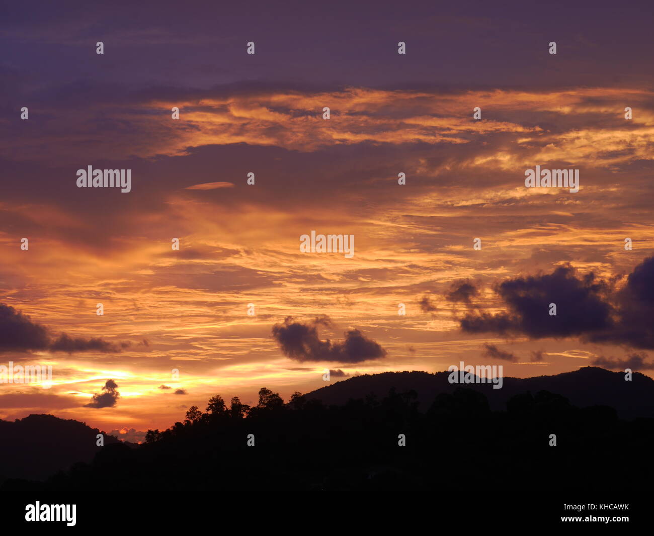 Twilight beautiful evening cloudy sky after sunset background . There ...