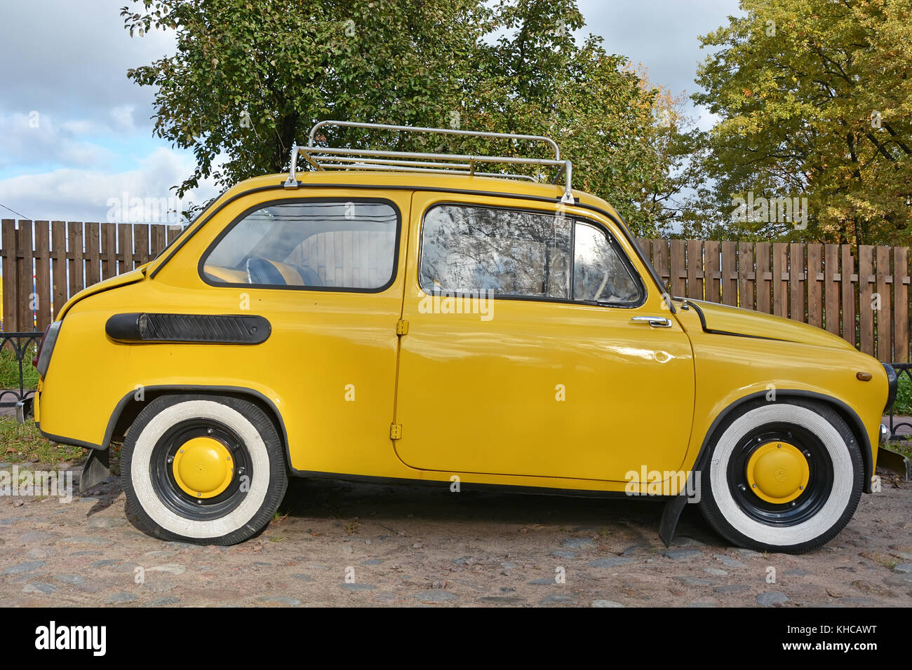 SAINT-PETERSBURG, RUSSIA - 04 OCTOBER. Yellow ZAZ-965 Zaporozhets- the ...