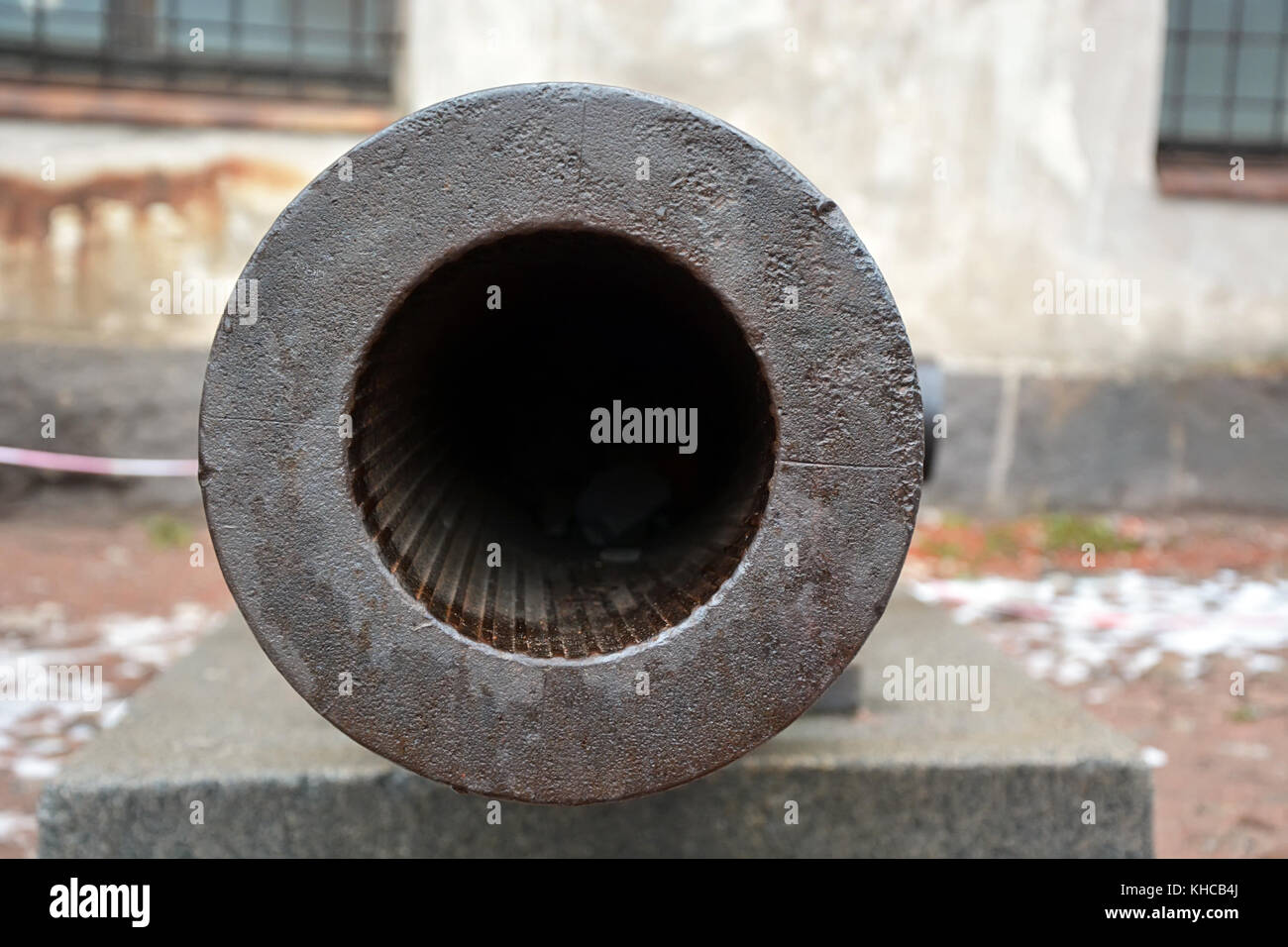 Cannon muzzle as a background. Closeup view Stock Photo - Alamy