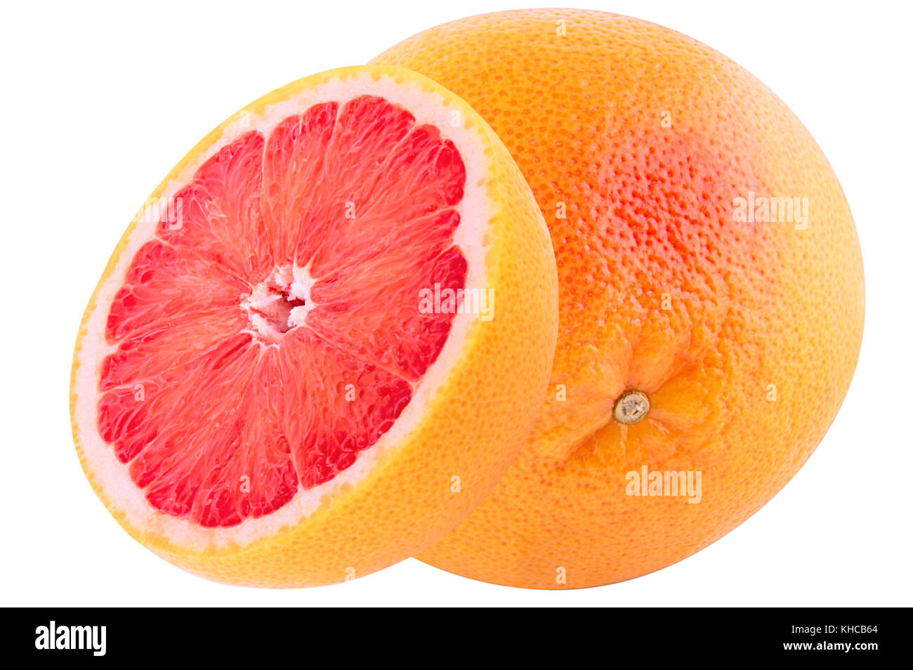 Isolated fruits. One and half grapefruit fruit isolated on white ...