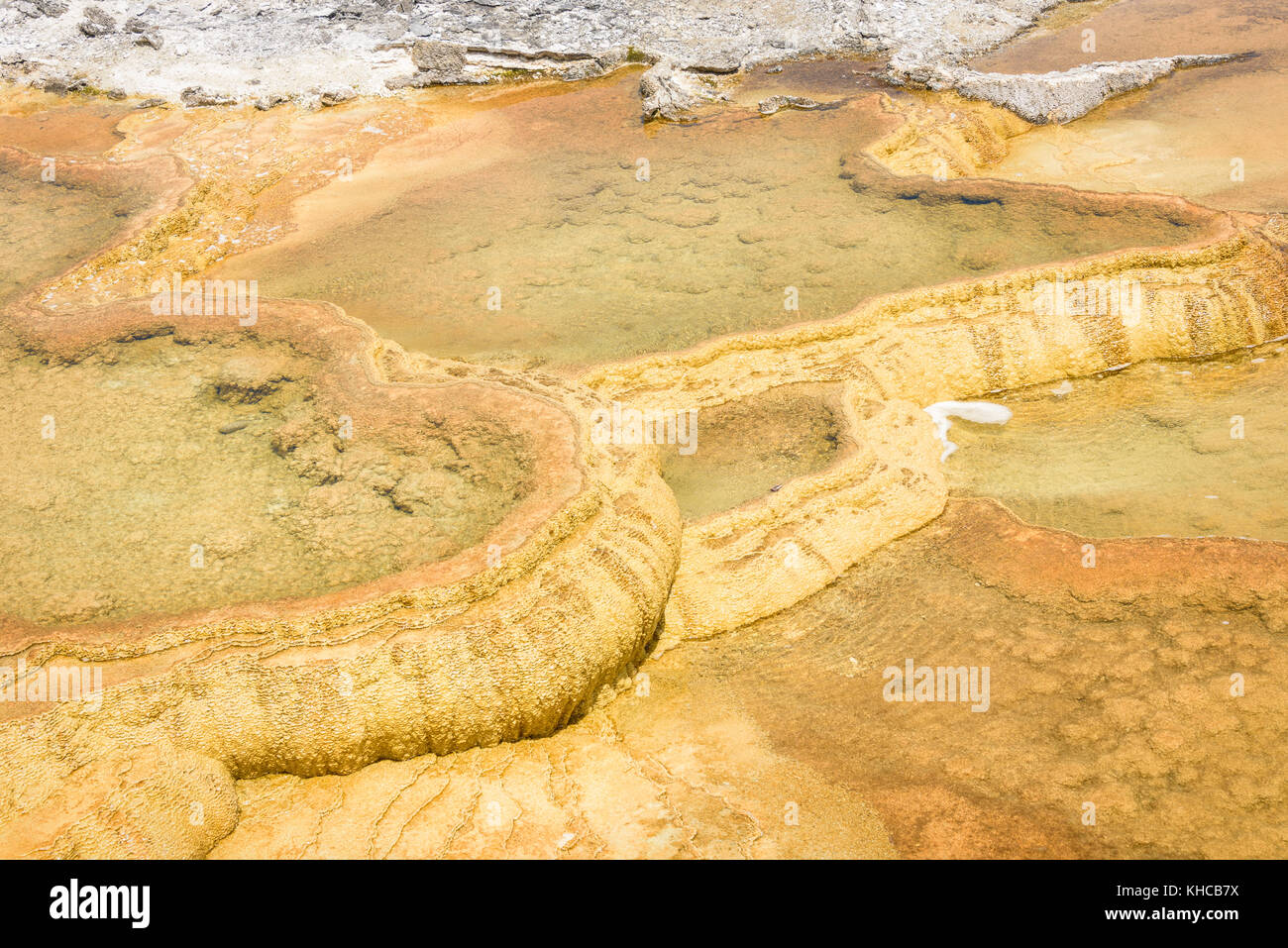Abstract texture. Colorful travertine formations of a Terrace at ...