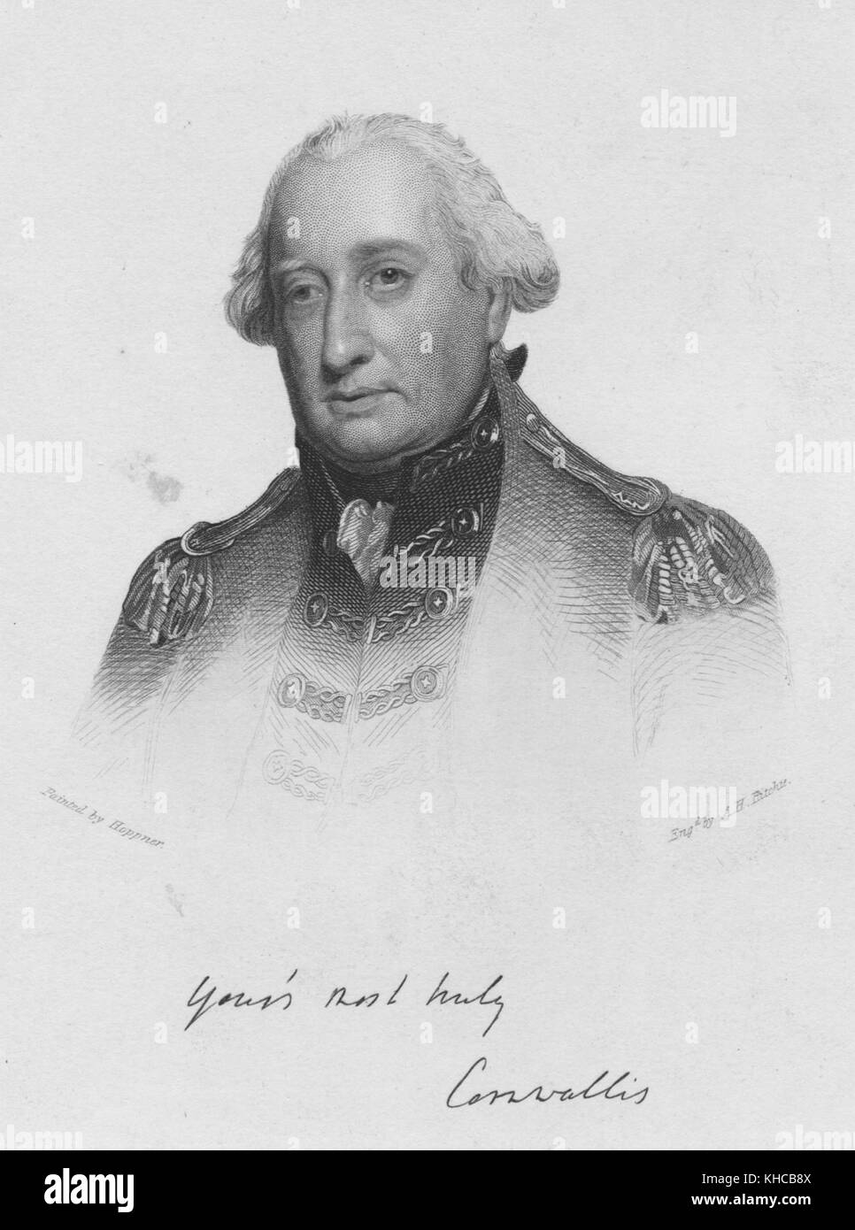 Engraved portrait of Lord Charles Cornwallis, one of the leading ...