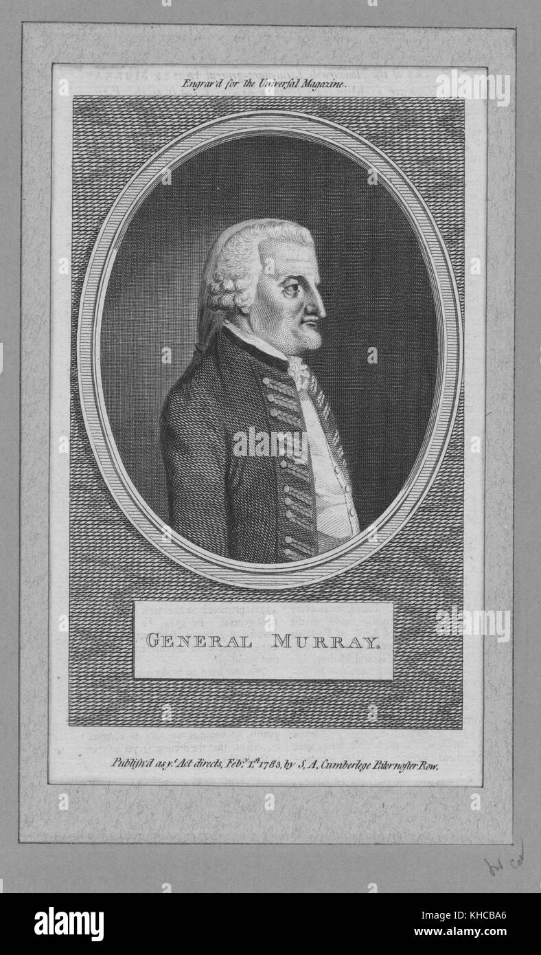 Engraved portrait of General James Murray, colonial administrator and ...