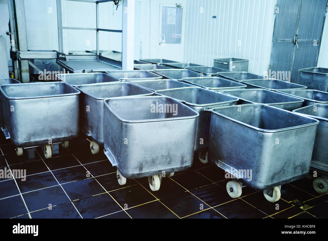 trolley for food at the meat factory Stock Photo - Alamy