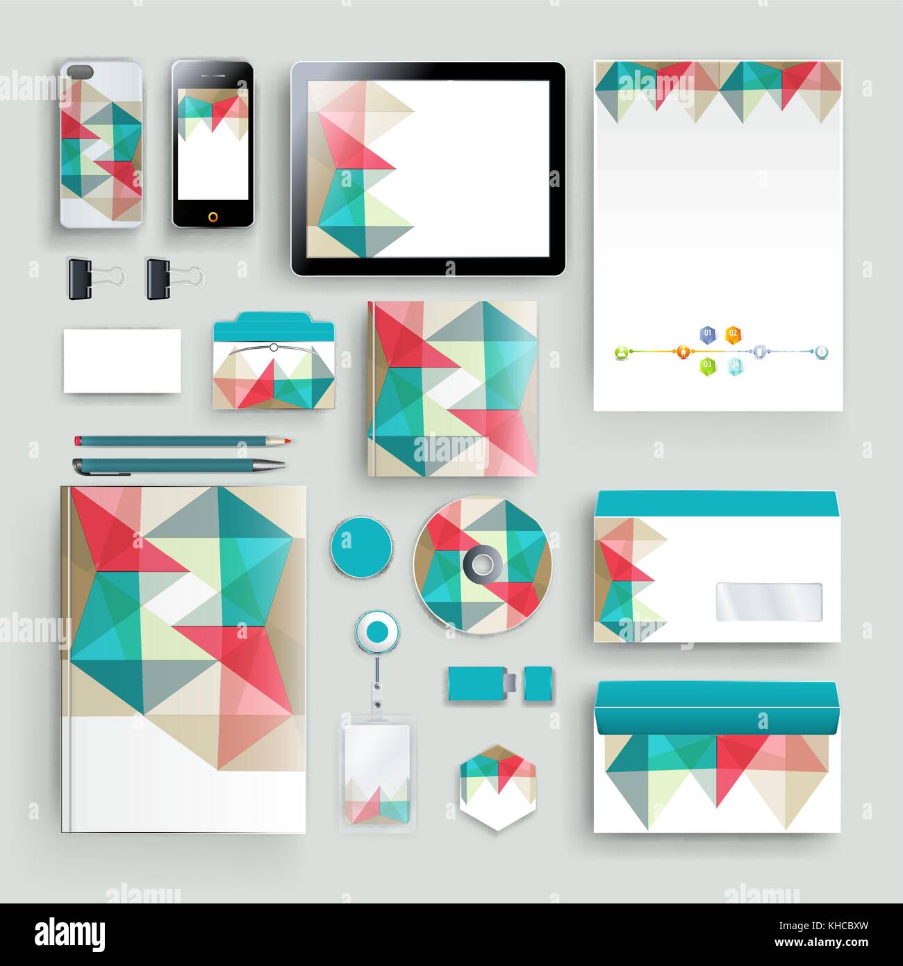 Corporate identity template with color elements. Vector company ...