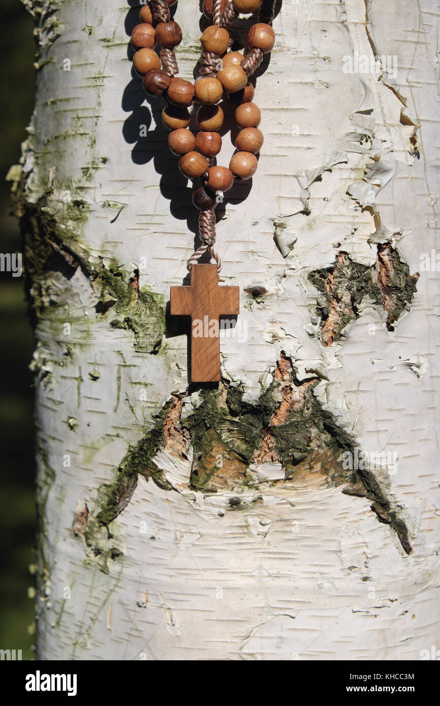 Birch wooden cross hi-res stock photography and images - Alamy