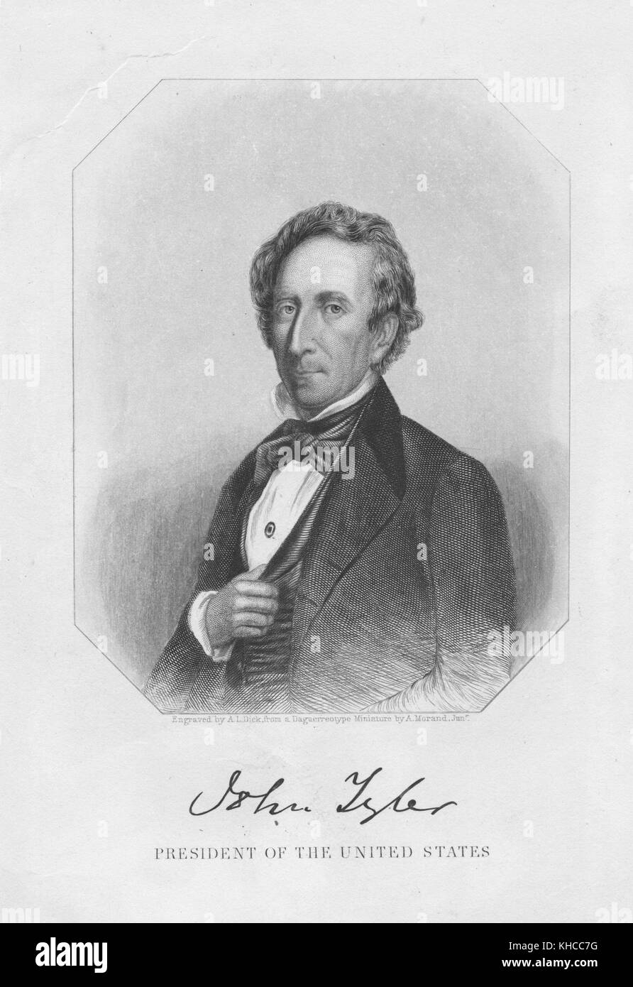 An engraving from a portrait of John Tyler, a reproduction of his ...