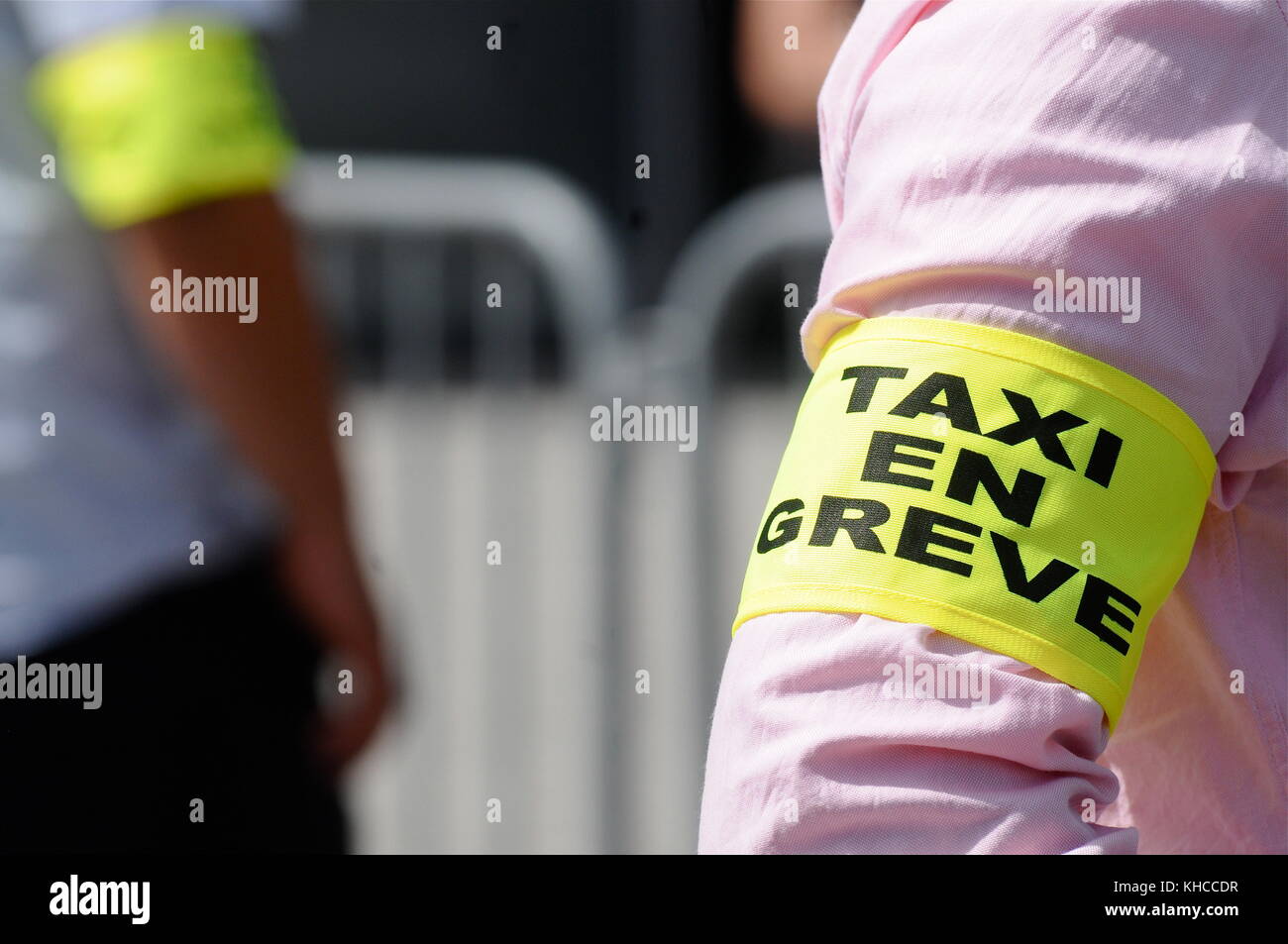 Taxi drivers protest against Uberpop drivers service, Lyon, France ...